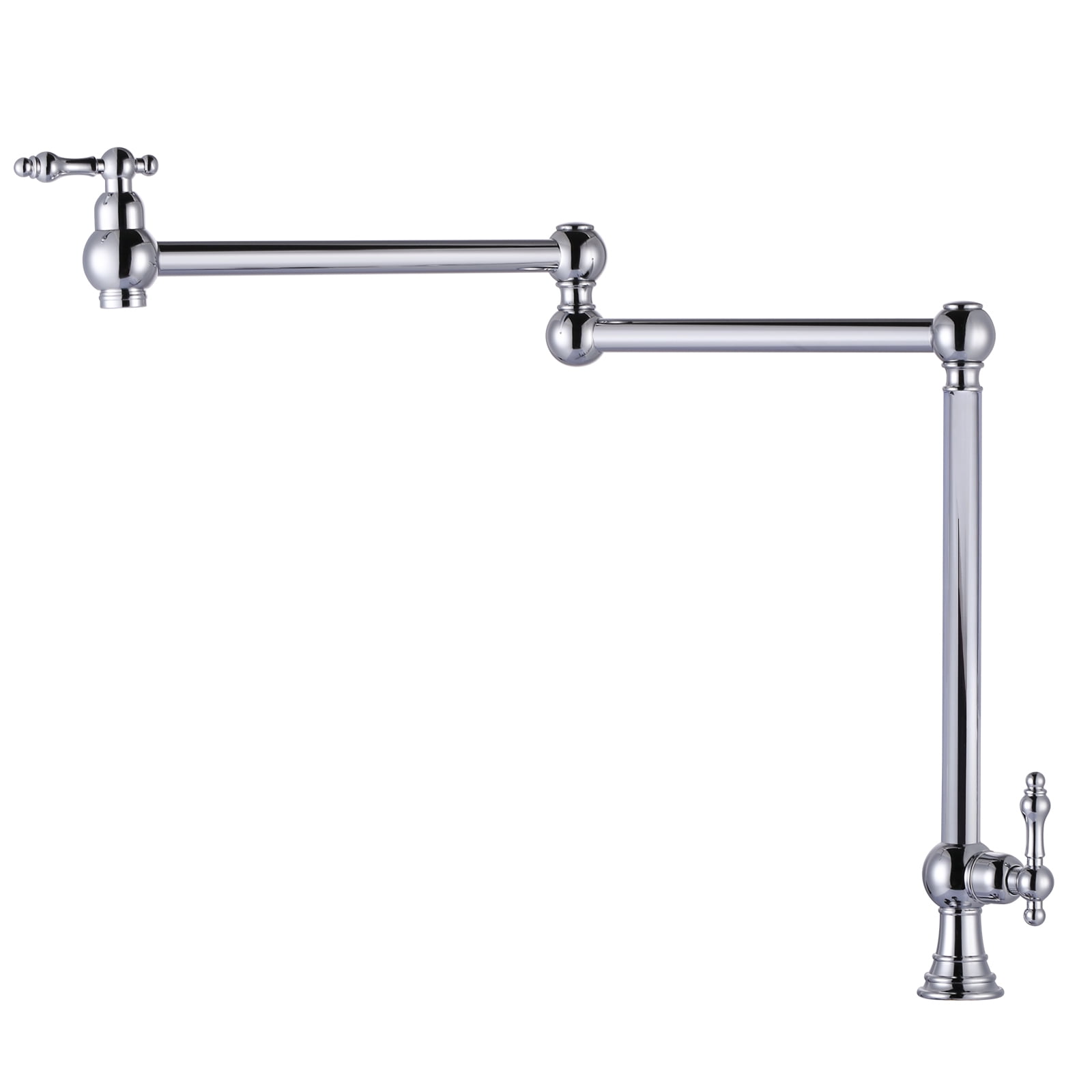 WOWOW Polished Chrome Deck Mounted Pot Filler with Double Handle and ...