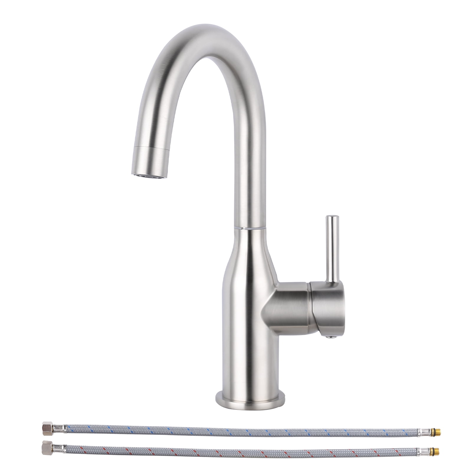 WOWOW Single Handle Bar Sink Faucet 1 Hole Bar Faucet Brushed Nickel ...