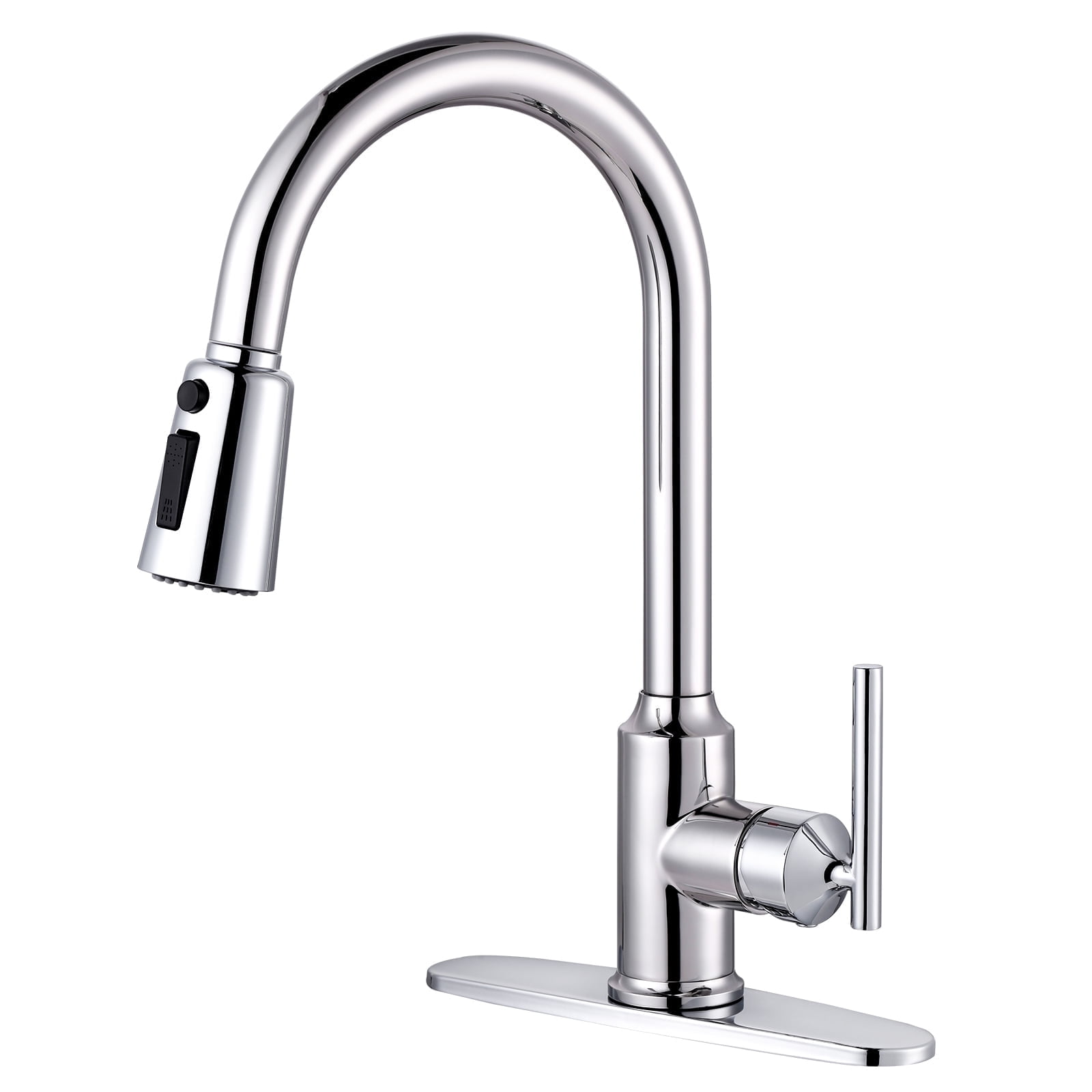 Wowow Single Handle Kitchen Sink Faucet Chrome Kitchen Faucet with Pull Down Sprayer, 1 Piece ...