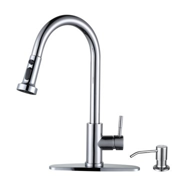 Wowow Single Handle Pull Down Sprayer Kitchen Faucet in Gold, Stainless Steel Kitchen Faucet ...