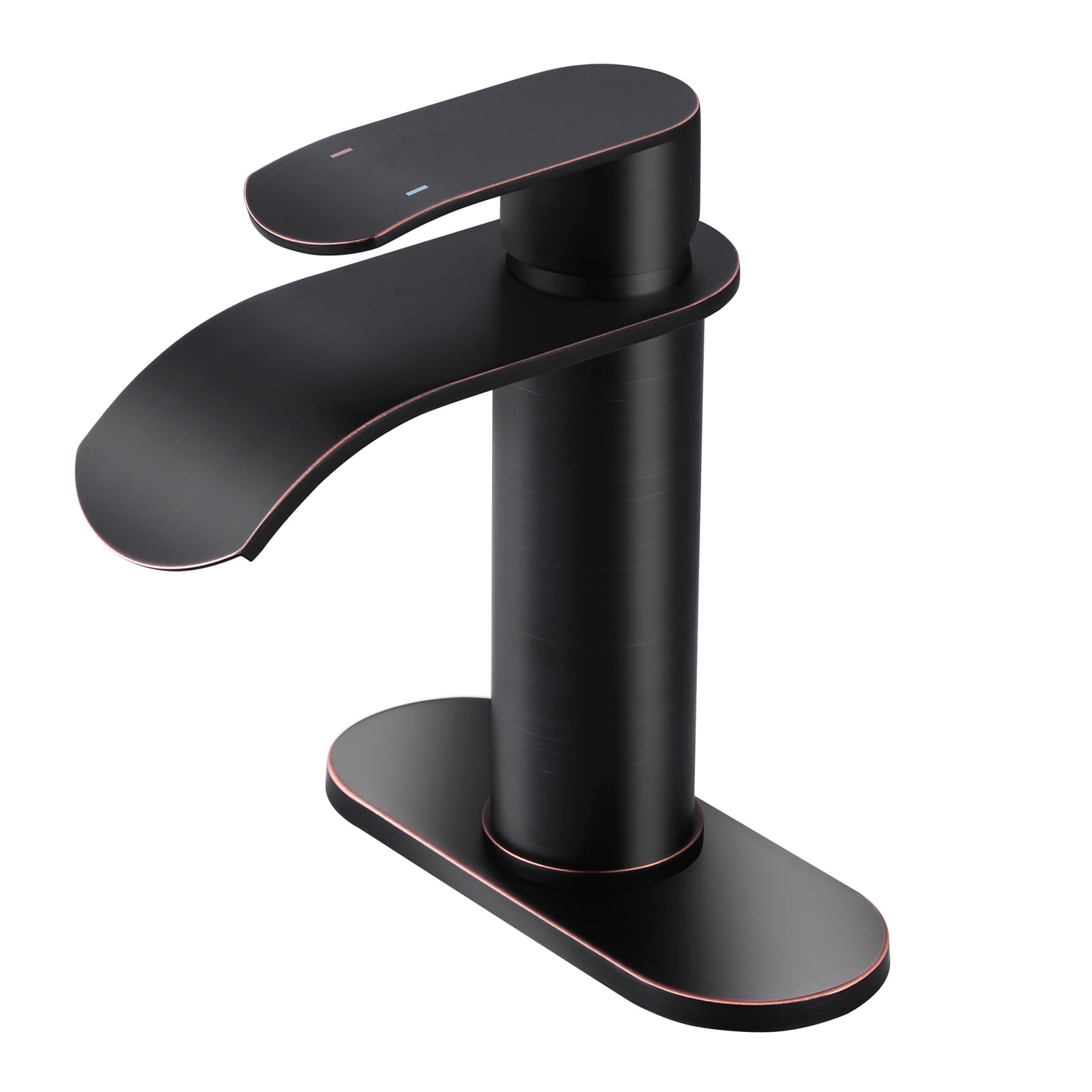WOWOW Waterfall Bathroom Faucet,Oiled Rubbed Bronze Bathroom Sink Faucet for 1 Hole or 3 Holes ...