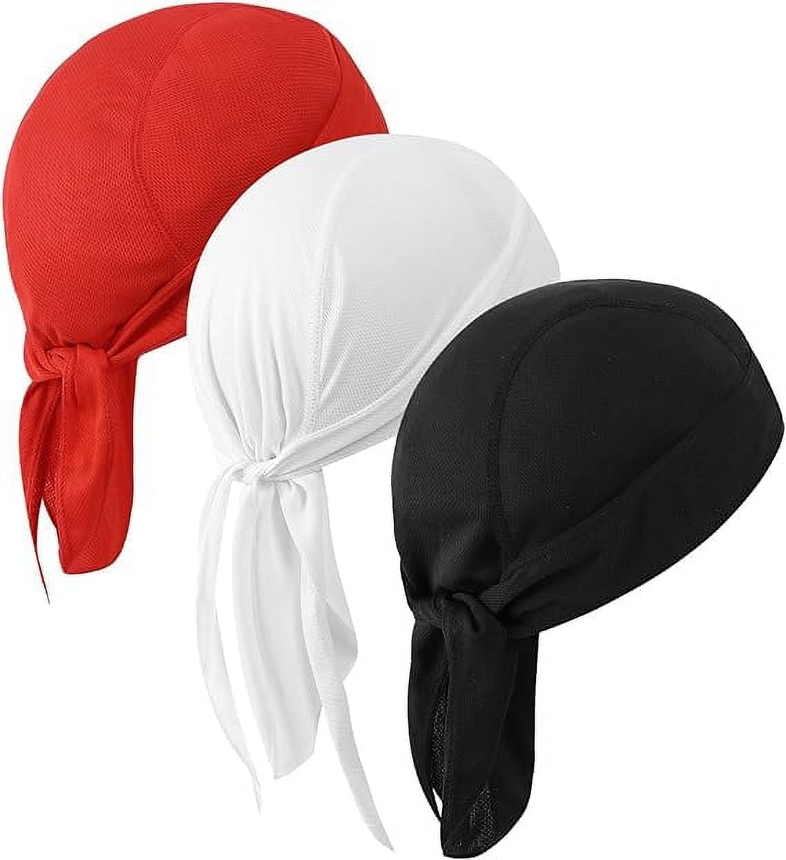 WOWSTYLE 3 Pcs Do Rags Skull Caps for Men Fashion Sweat Wicking Helmet ...