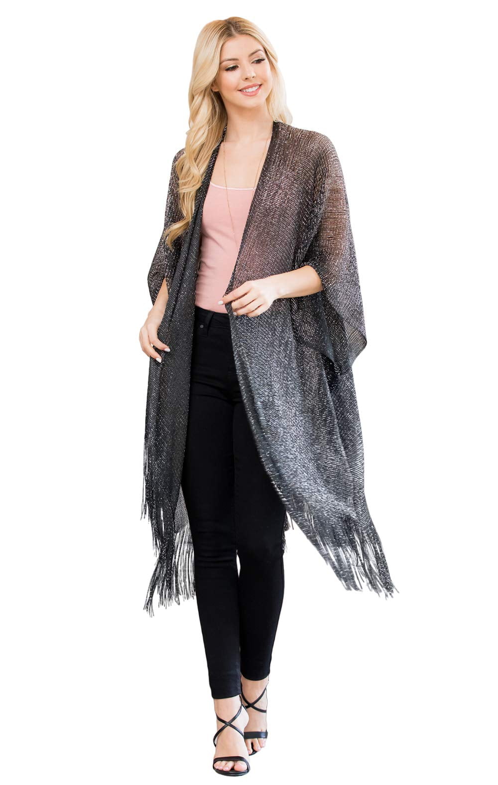 Wowstyle Bohemian Sequin Glitter Shawl Wrap Poncho Kimono Cardigan ...