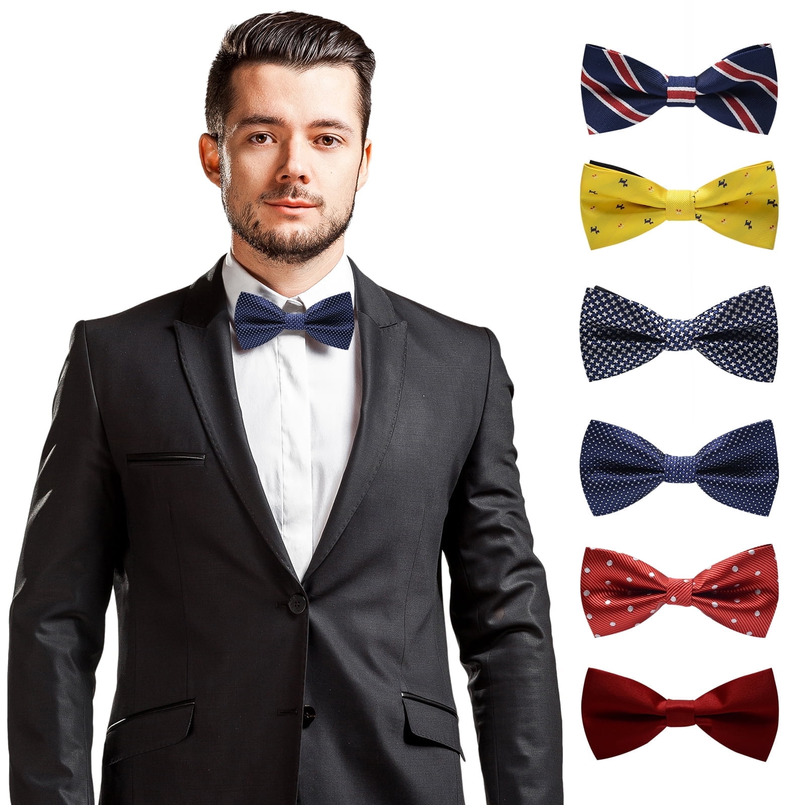Wowstyle 6Pcs Men's Bow Ties Neckties AdjustablePre-Tied Ties Boys Elegant Bow Tie - Walmart.com