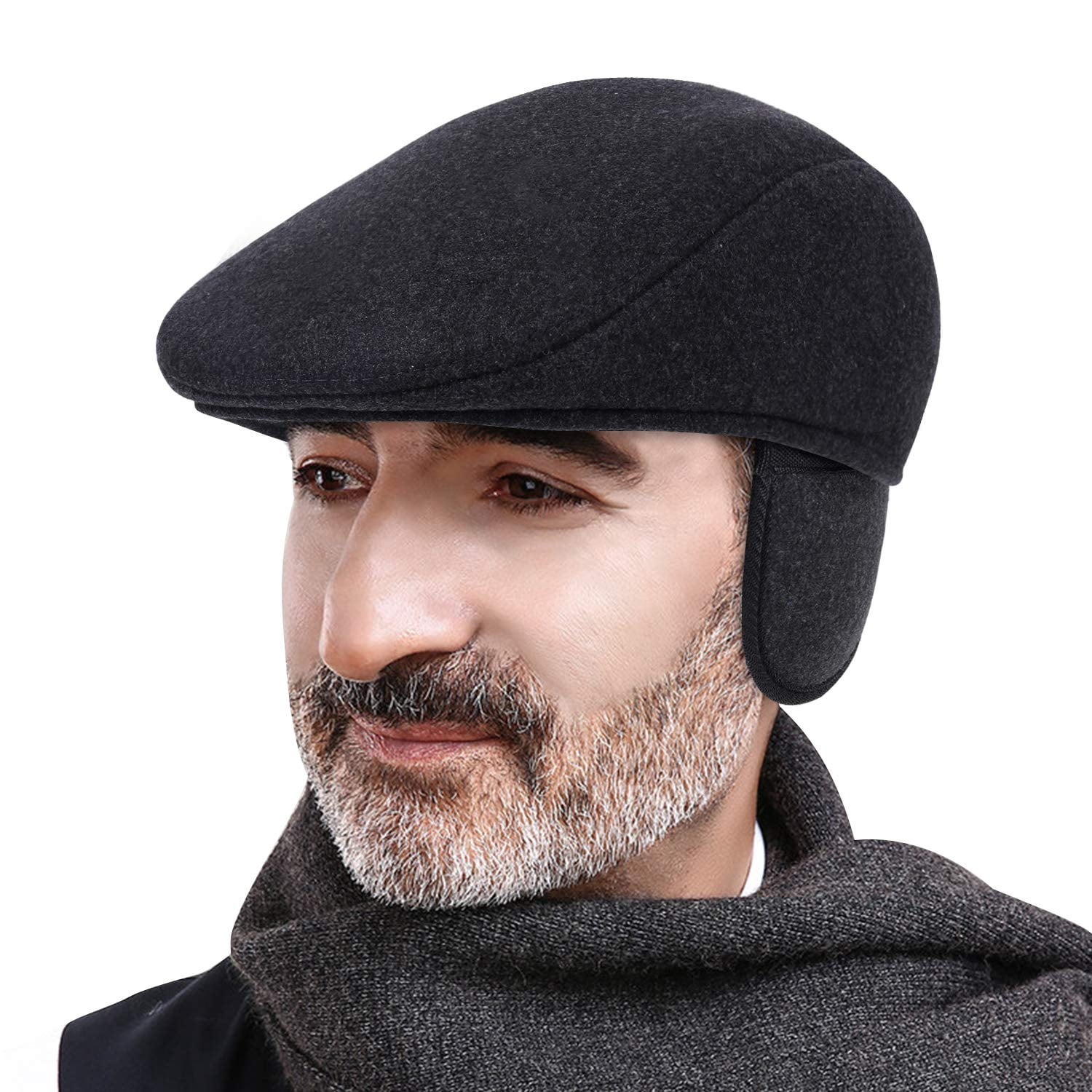 Wowstyle Men's Flat Cap Gray Gatsby Newsboy Cap for men Outdoor Ear ...