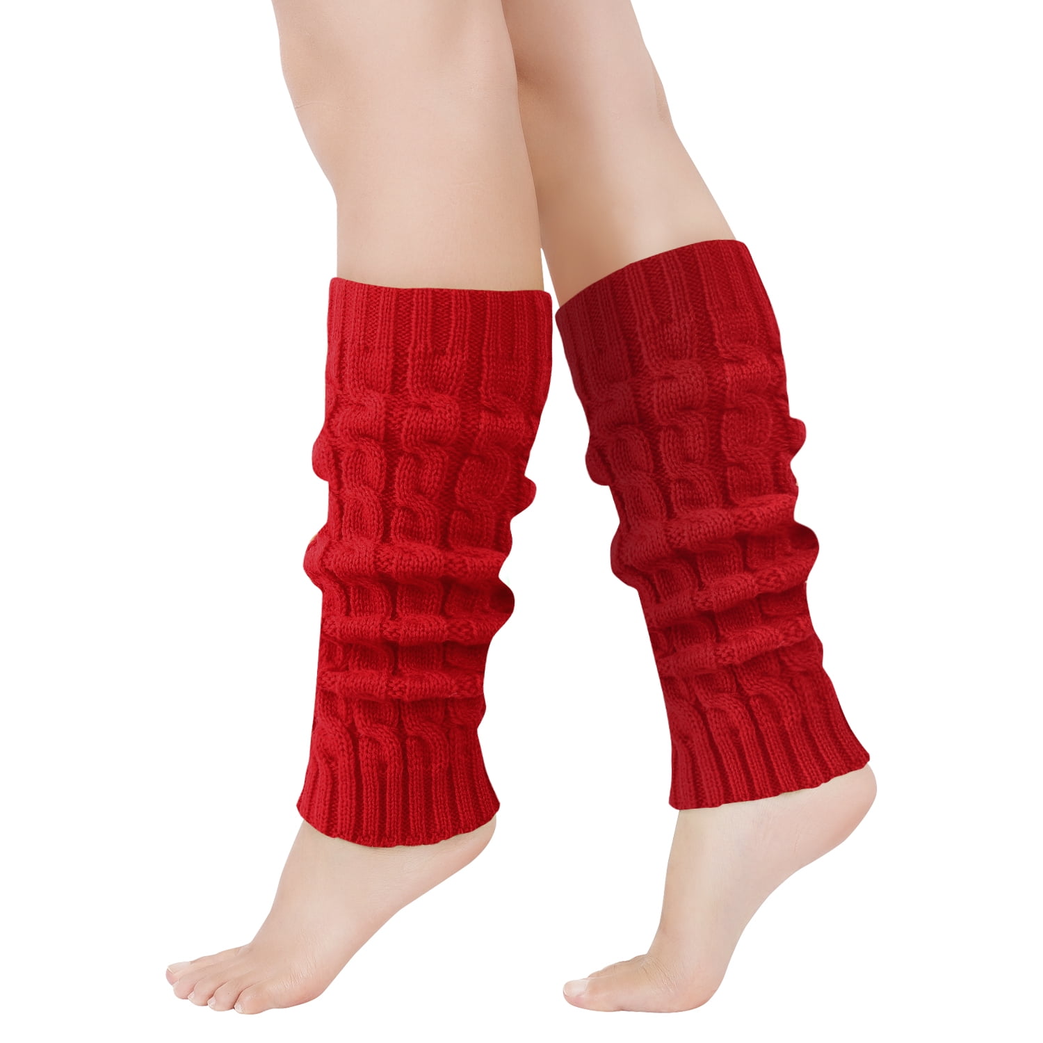 WOWSTYLE Winter Red Leg Warmers for Women 80s Ribbed Leg Warmer for ...