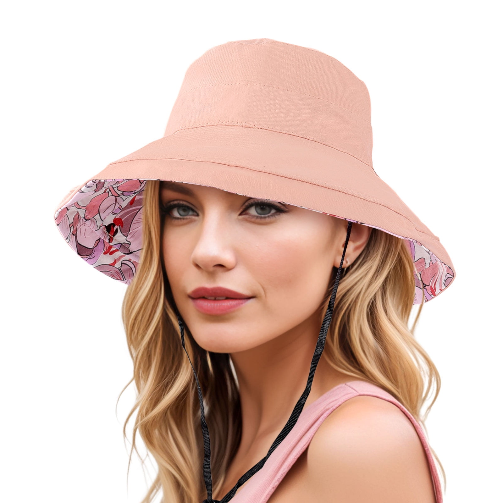 WOWSTYLE Women's Reversible Bucket Hat UV Protection Wide Plain Cotton ...
