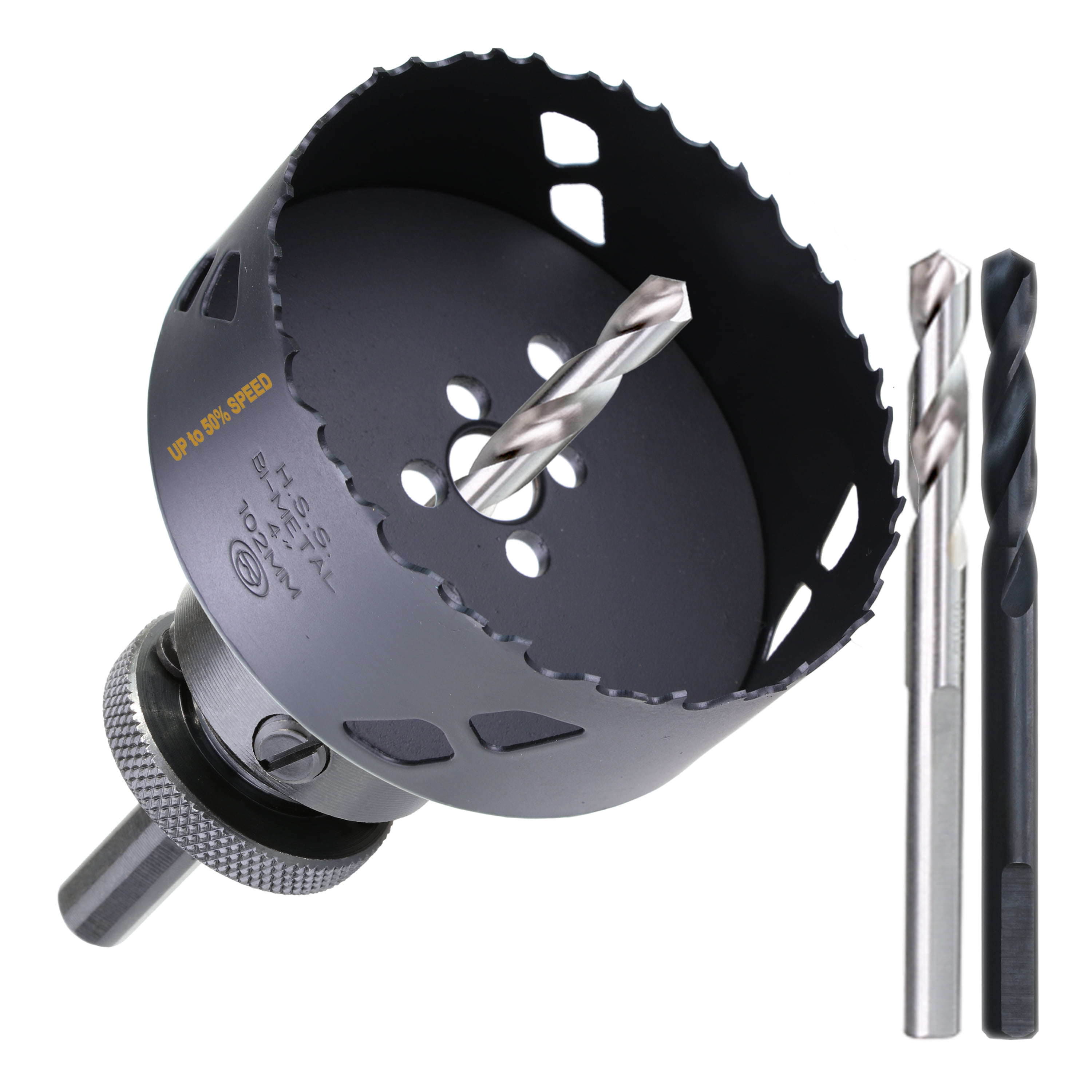 WOWSUPM 4" HSS Bi Metal Hole Saw Cutter Drill Kit with Arbor, Cutting ...