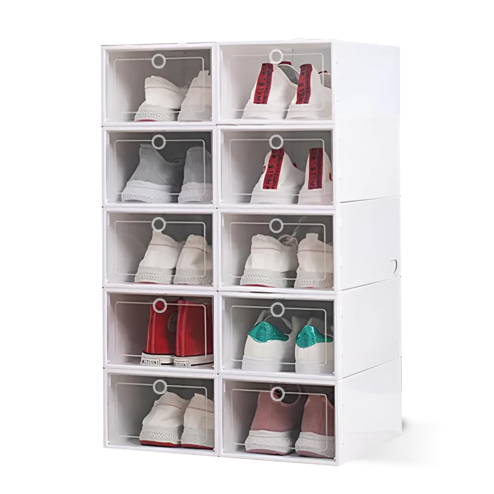 WOWZILLA 10 Pack Boxes Clear Plastic Stackable, storage organizer for ...