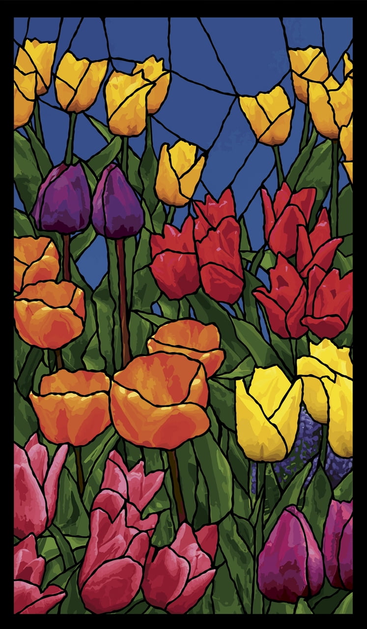 WOWindow Posters Stained Glass Spring Flowers Seasonal Summer Window ...