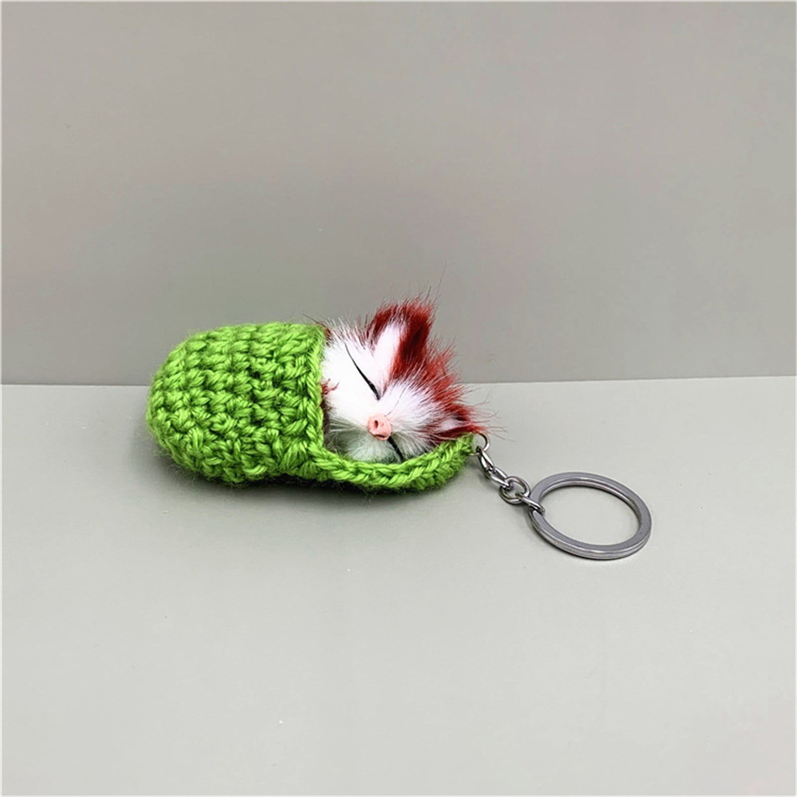 WOXINDA Cute Sleeping Keychain Cute Sleeping Cat Pompom Keychains For ...