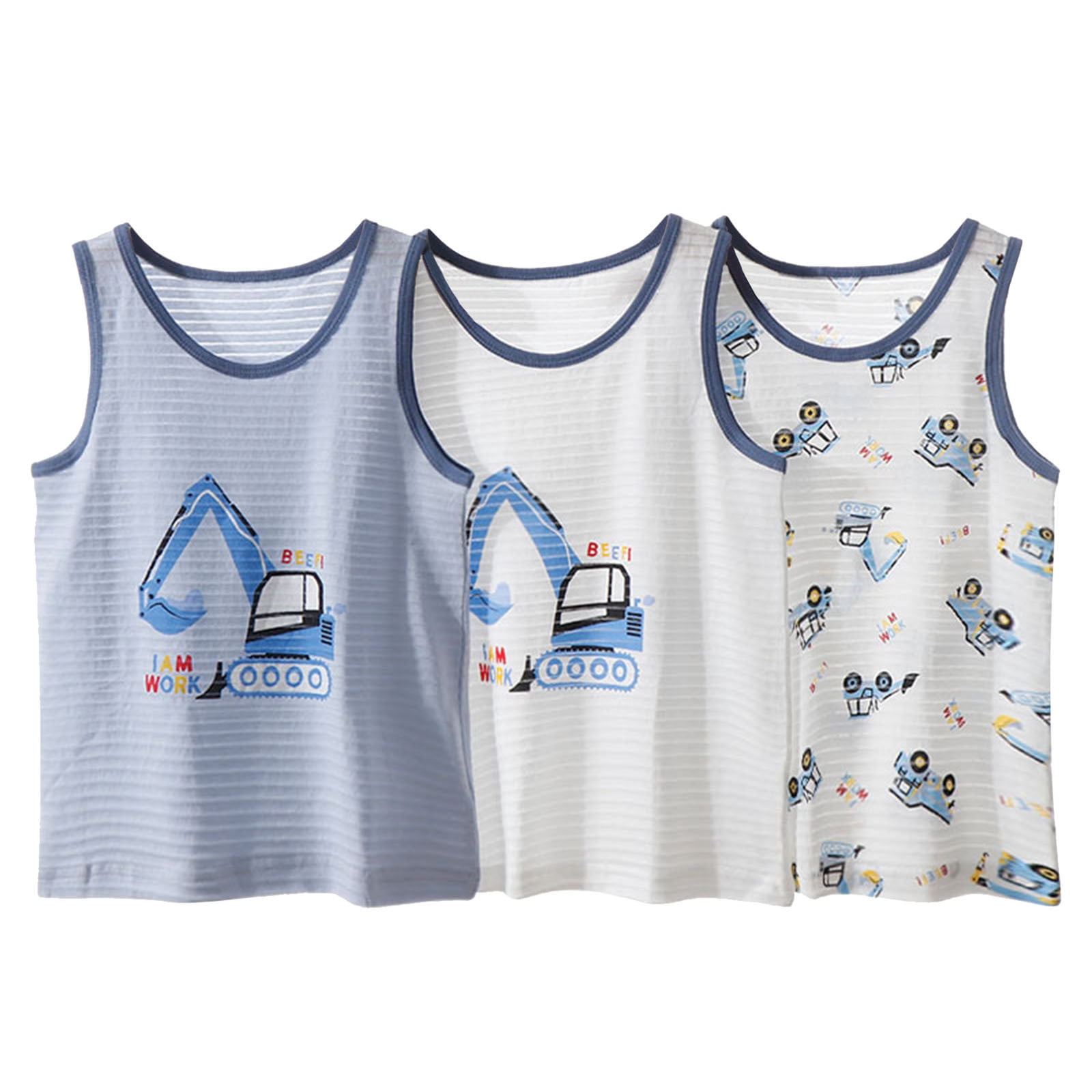 WOYY 3-Pack Big Boys Cartoon Print Tank Top Summer Active Sleeveless ...