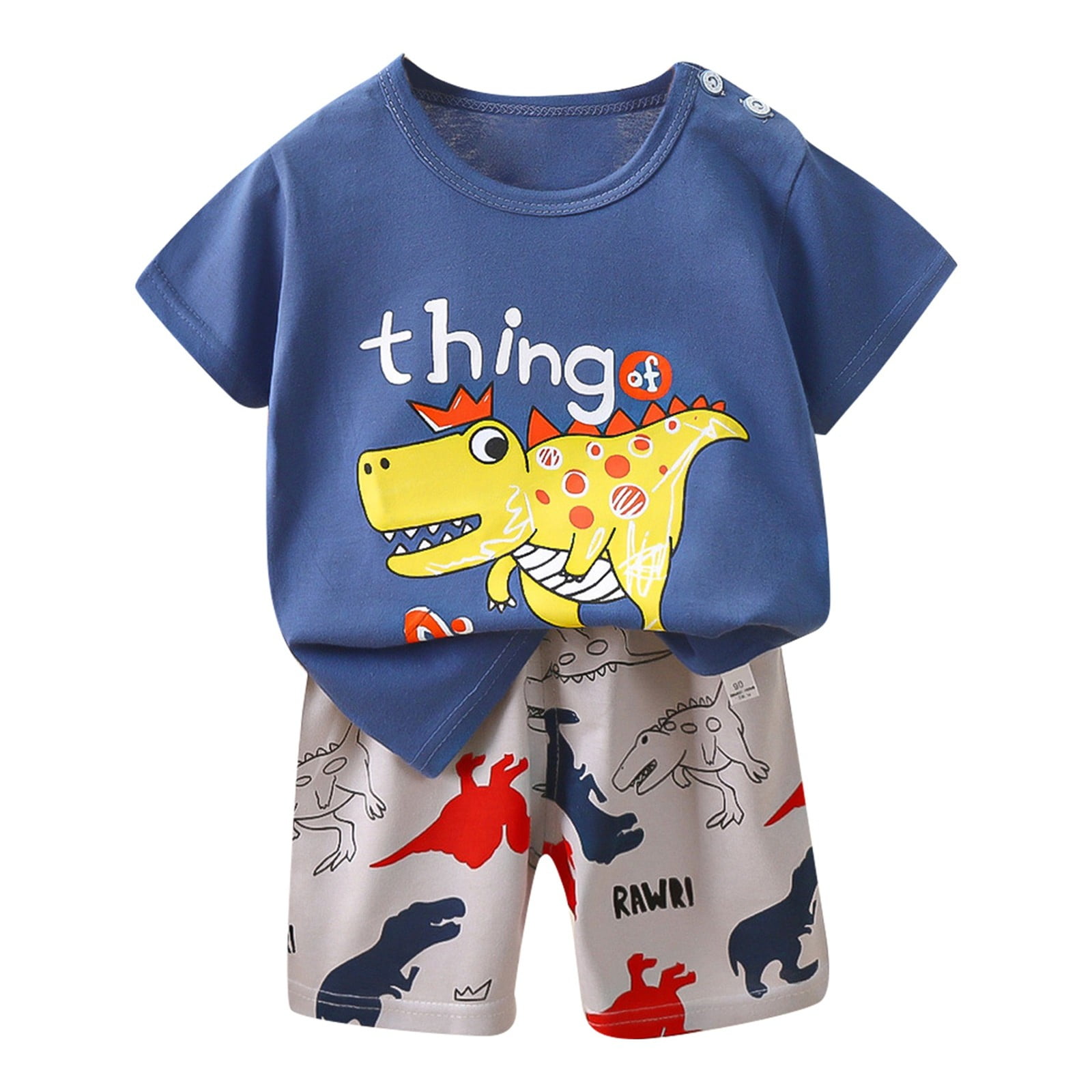 WOYY Baby Boys Pajamas Cartoon Print Short Sleeve T Shirt & Shorts ...