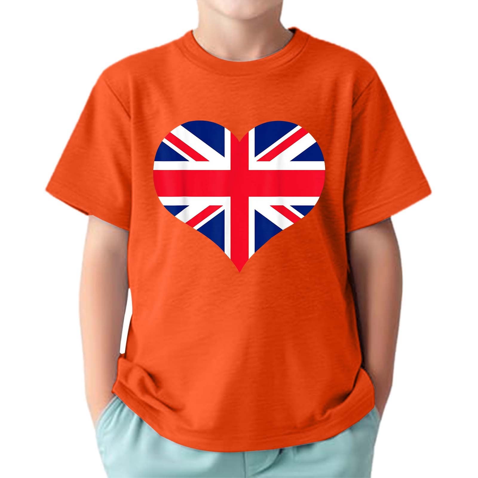 WOYY Big Boys British Flag Print Short Sleeve Crewneck T Shirt, Sizes 1 ...