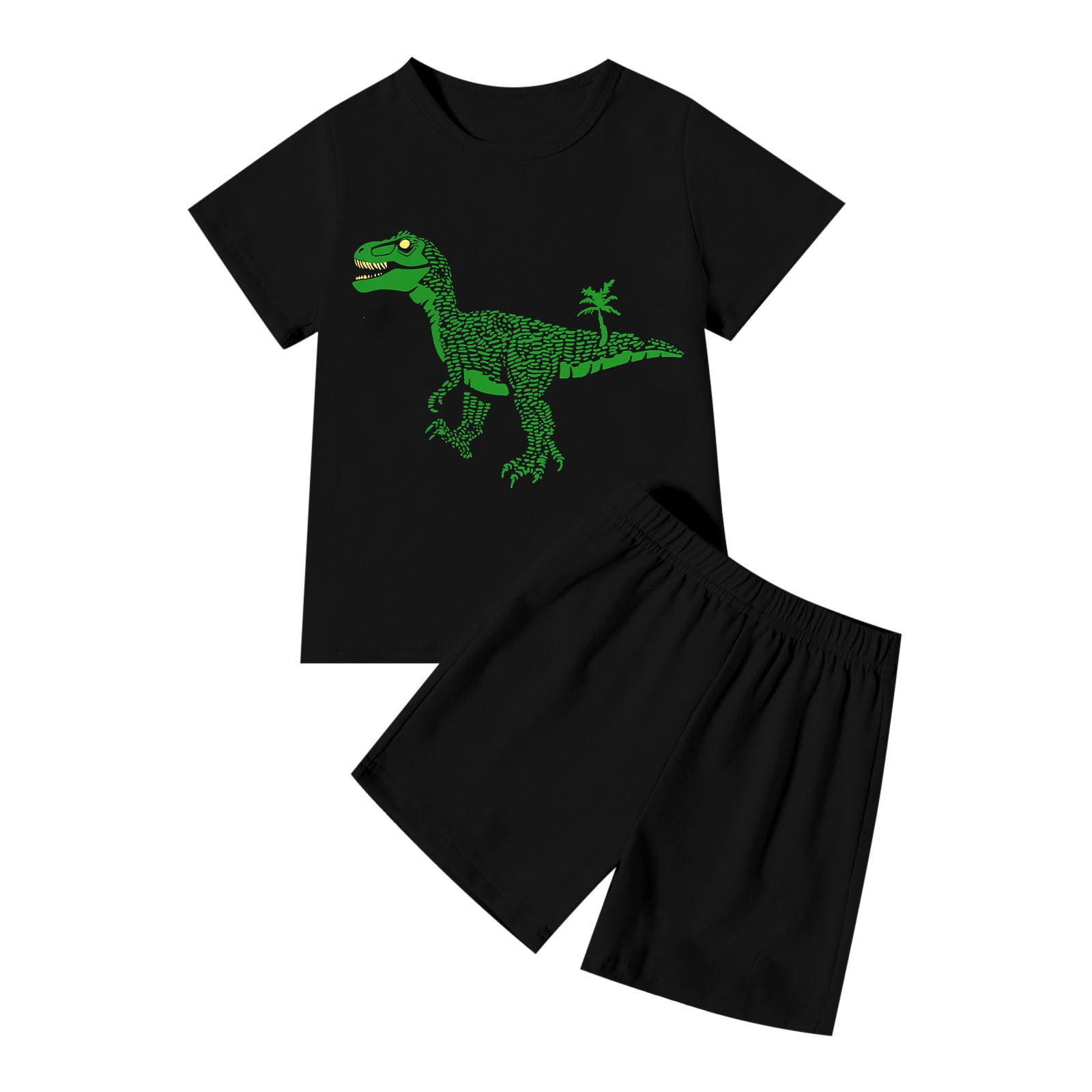 WOYY Big Boys Outfits Dinosaur Print Short Sleeve T Shirt and Shorts ...