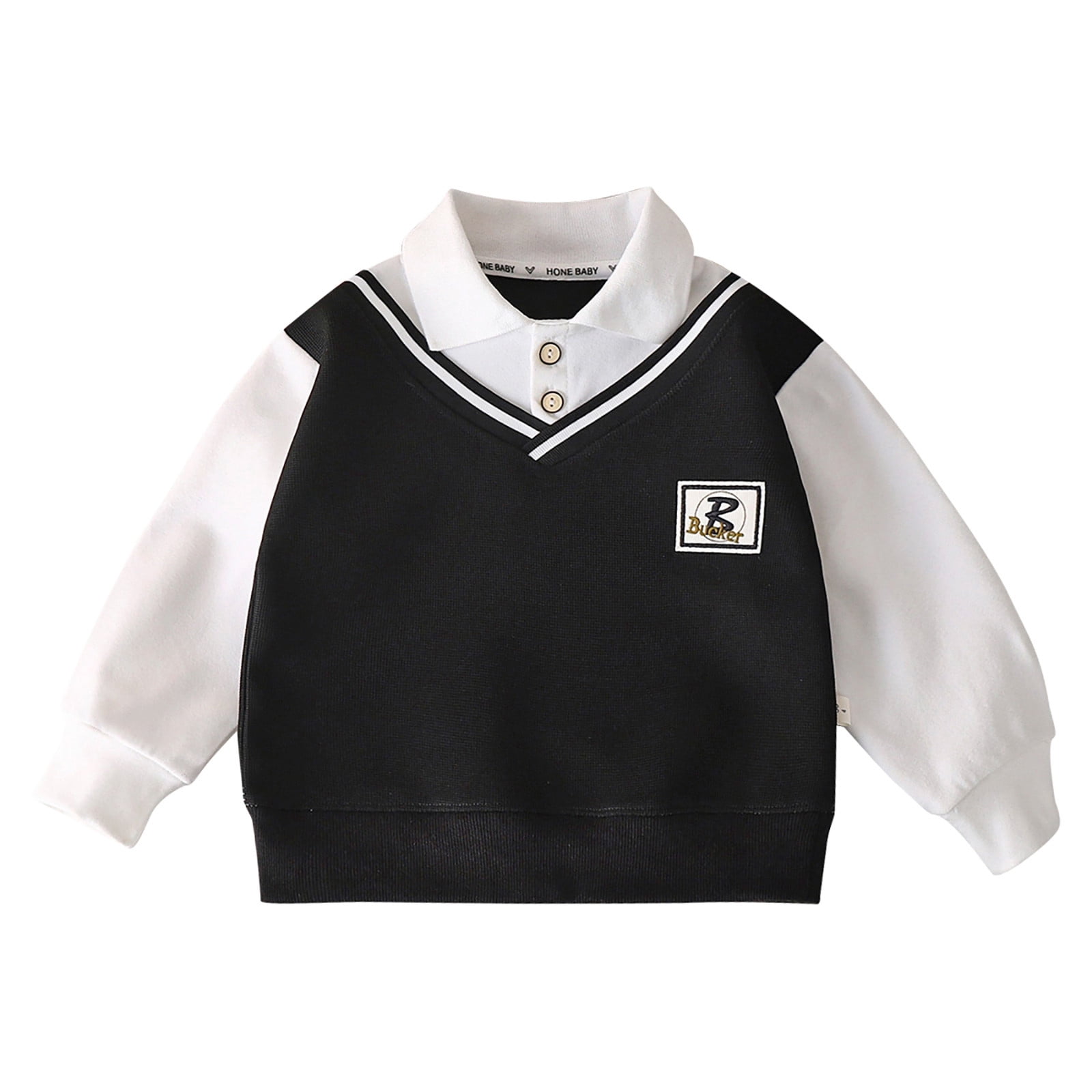 WOYY Big Boys School Polo Shirt Varsity Sweater Long Sleeve Pullover ...