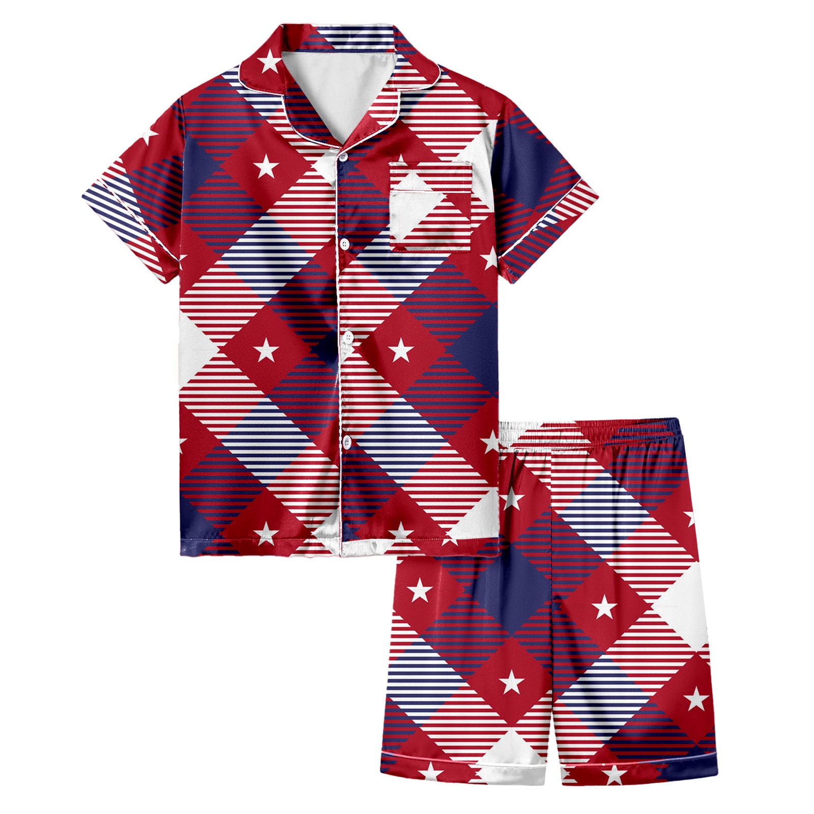 WOYY Big Girls 4th Of July Pajamas Short Sleeve Top Shorts Sleepwear ...