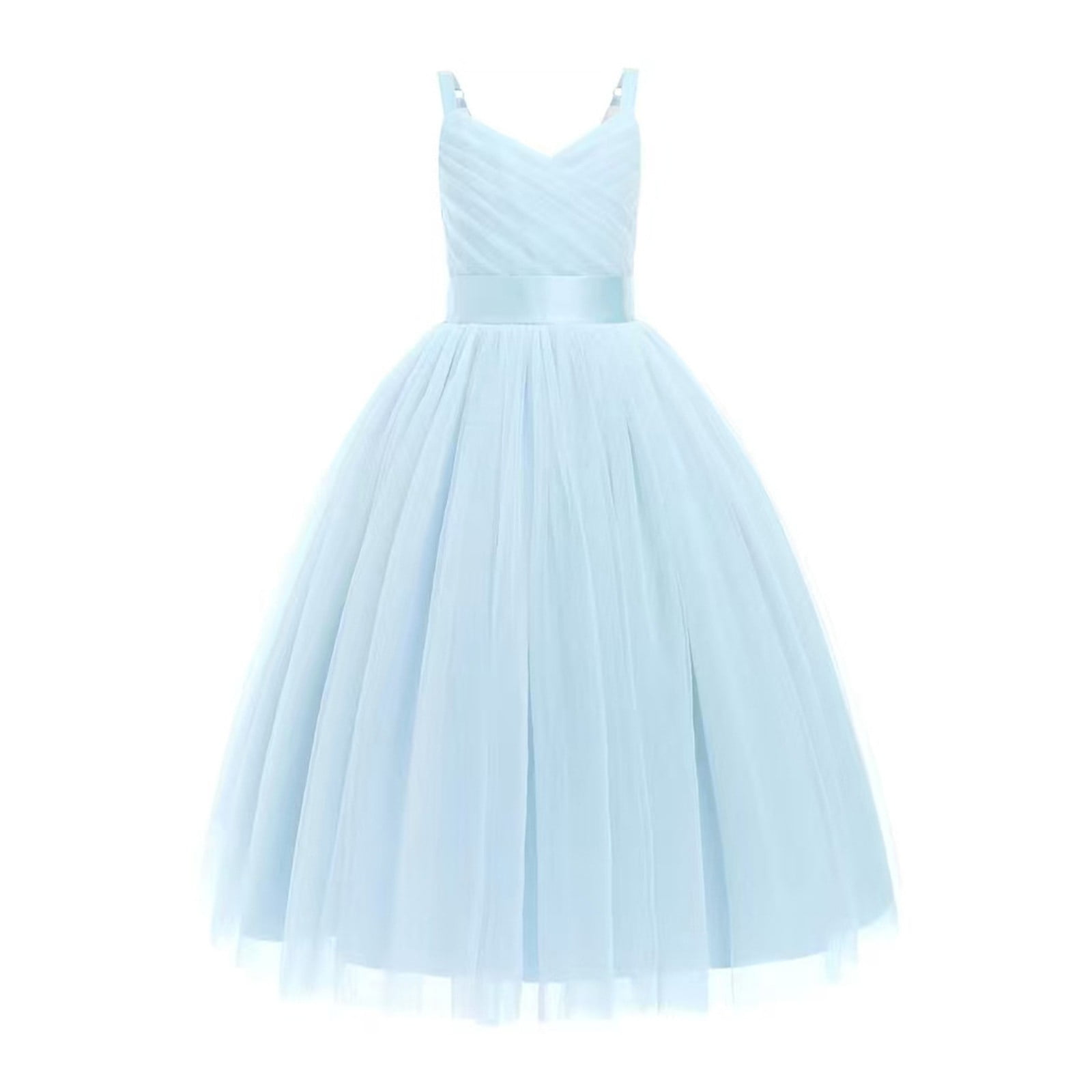 WOYY Big Girls Birthday Party Princess Dress Tulle Pageant Gown Long ...