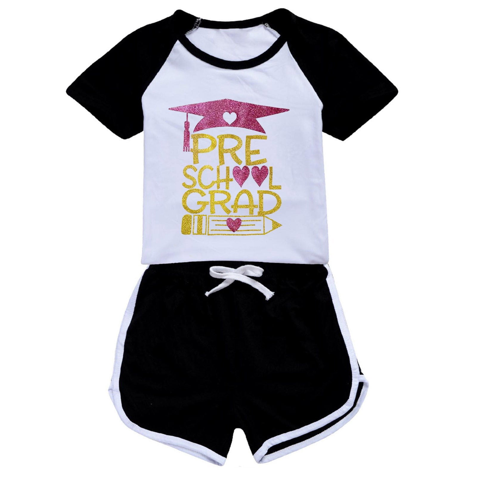 WOYY Big Girls Graduation Season Outfits Short Sleeve Graphic Tee ...