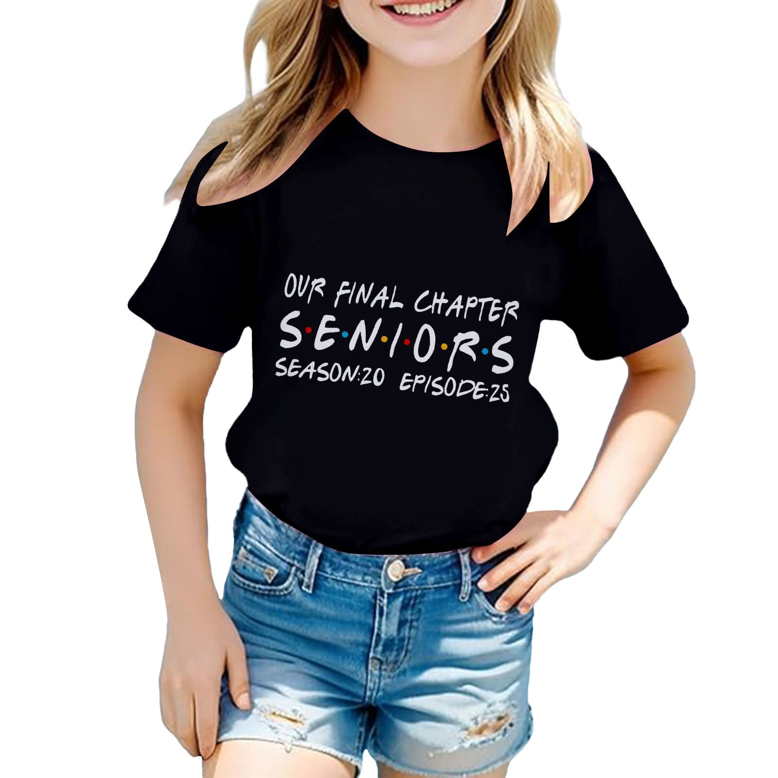 WOYY Big Girls Graduation T-Shirt Letter Print Short Sleeve T Shirt ...