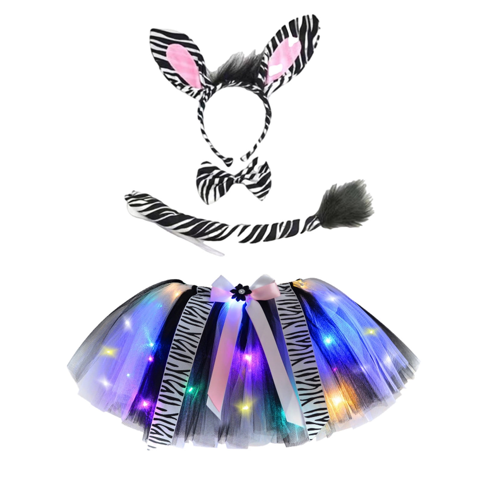 WOYY Big Girls Led Lighting Dance Performance Tutu Skirt Headband Tail ...