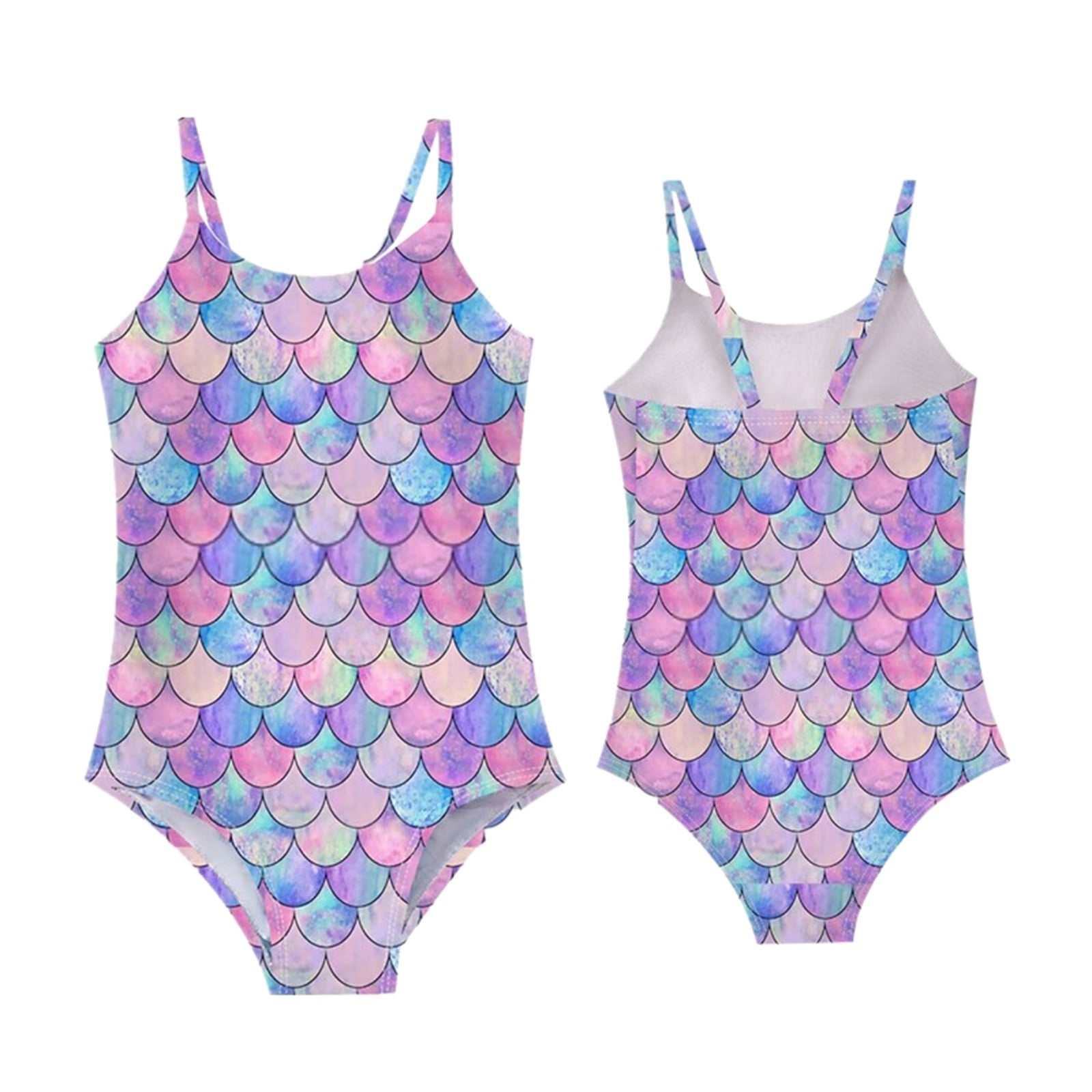 WOYY Big Girls One-Piece Swimsuit Scale Print Spaghetti Strap UPF 50 ...