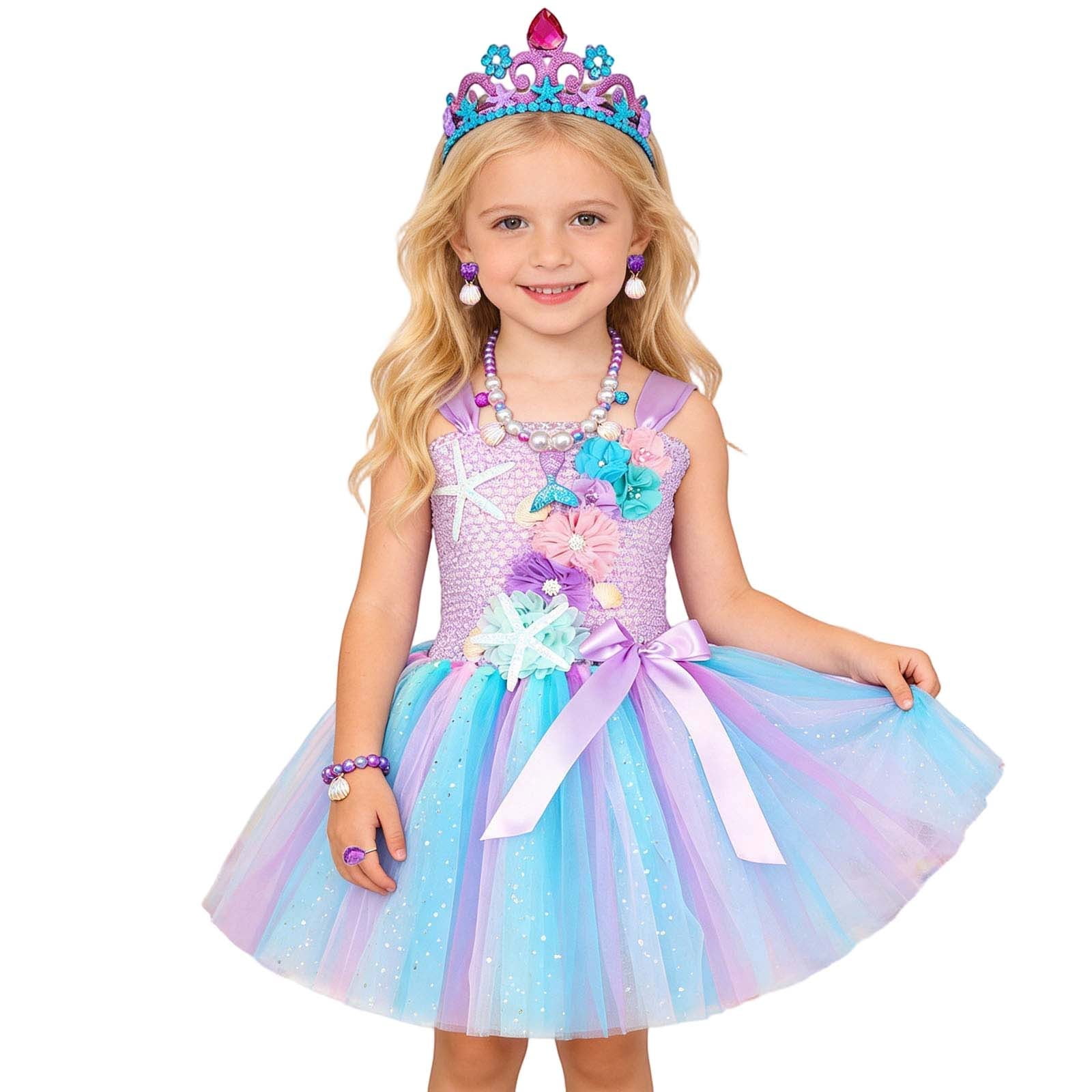 WOYY Big Girls Sparkly Sequin Mesh Layered Princess Tutu Dress Party ...