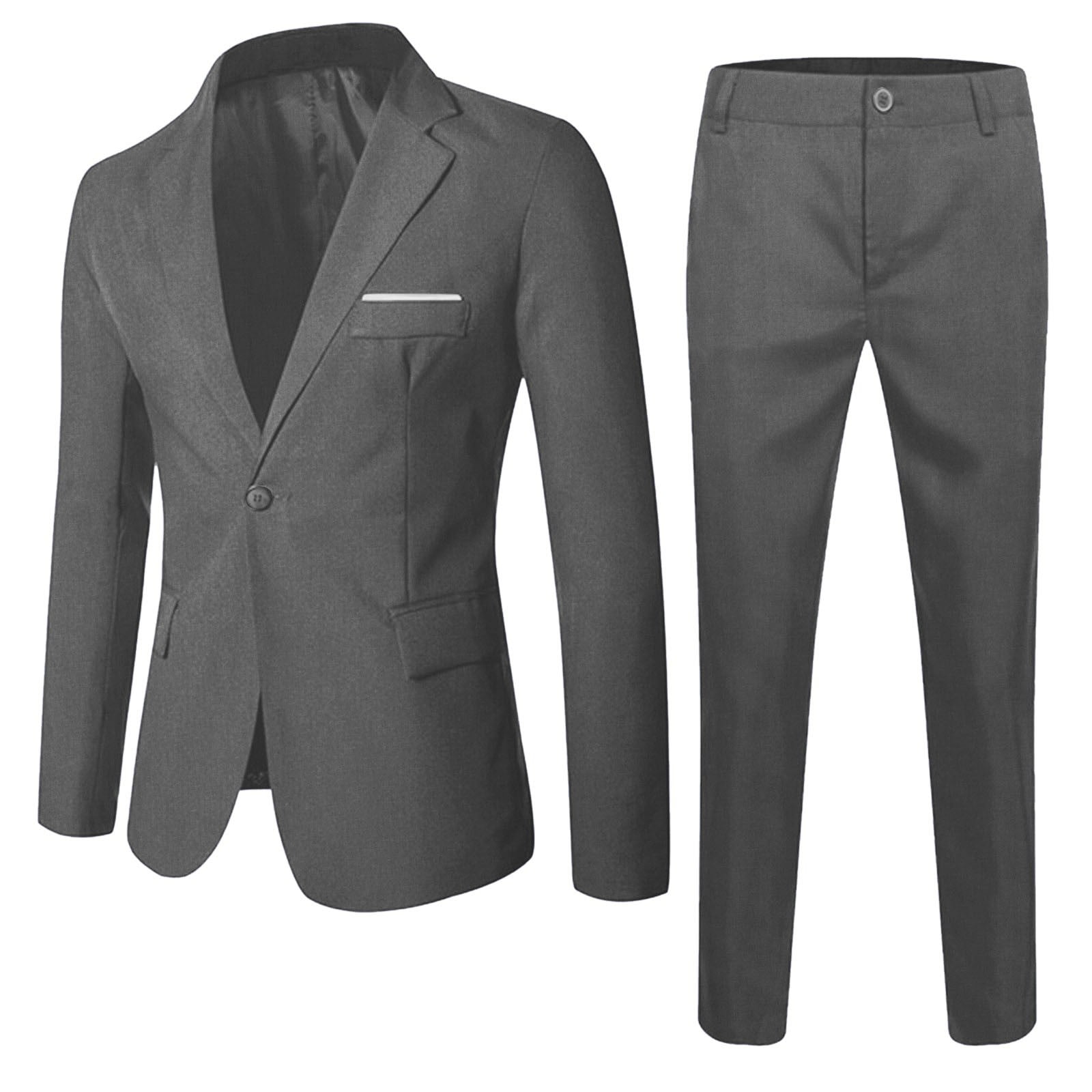 WOYY Boy Tuxedo Suit Solid Color Long Sleeve Blazer Trousers Tuxedo ...