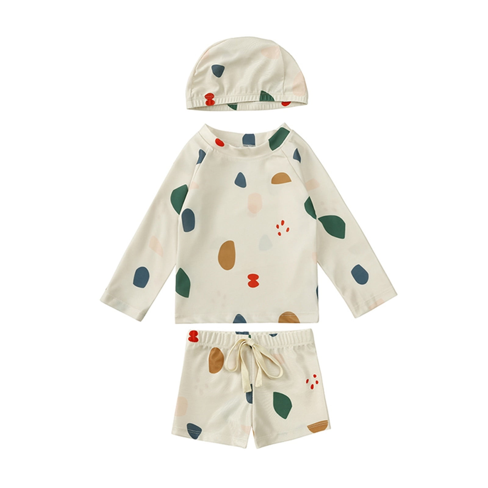 WOYY Boys Long Sleeve Rash Guard Shorts with Hat UPF 50+ Swimsuit ,3 ...