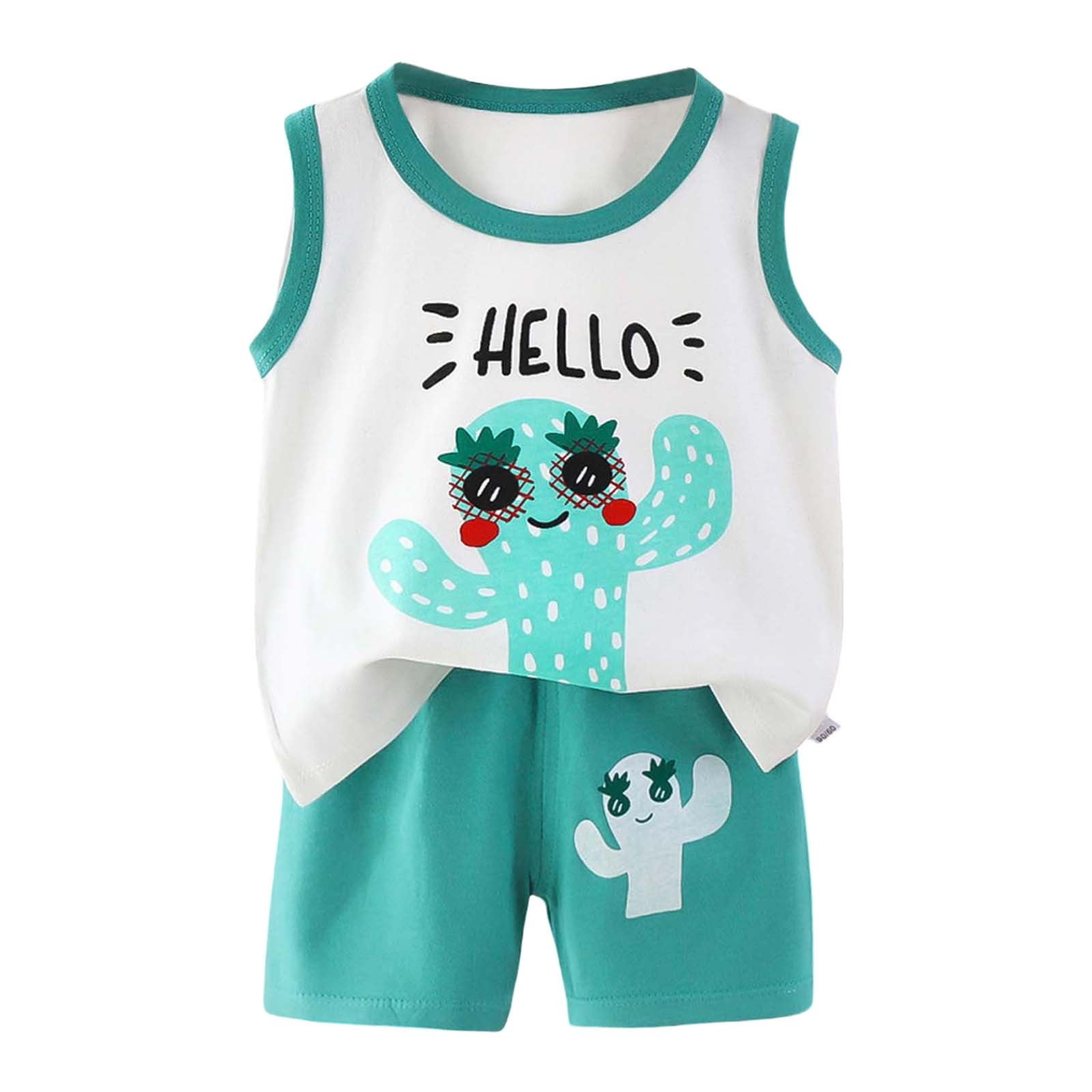 WOYY Boys Summer Clothes Set Cartoon Print Sports Tank Top Shorts ...