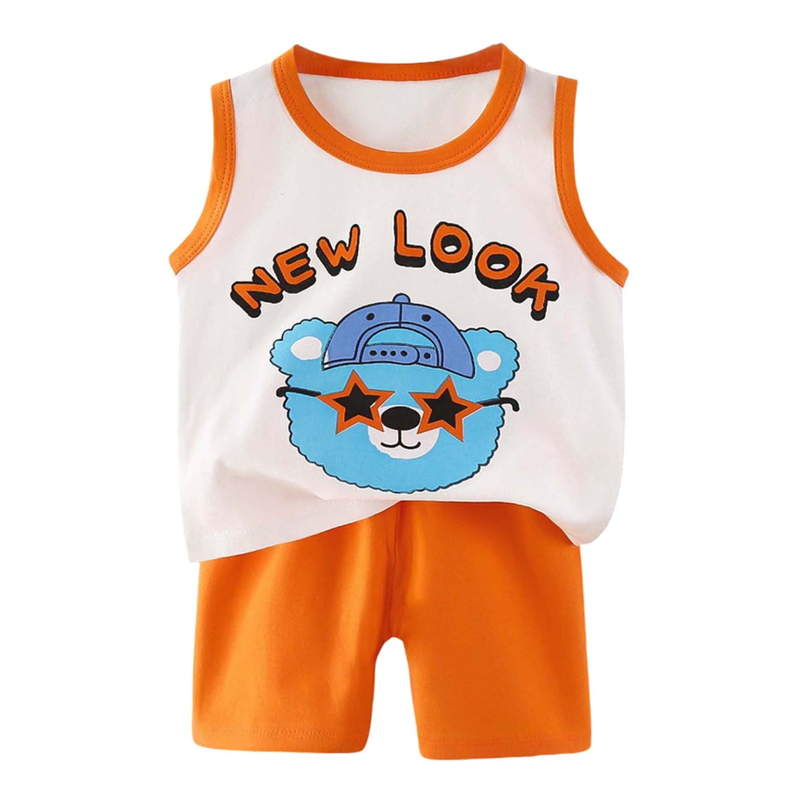 WOYY Boys Summer Clothes Set Cartoon Print Sports Tank Top Shorts ...