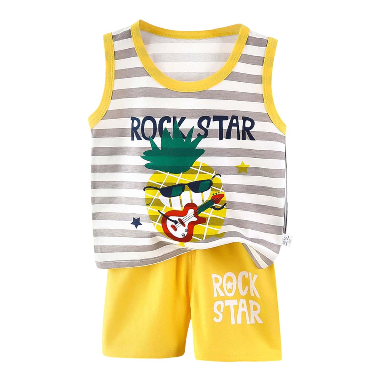 WOYY Boys Summer Clothes Set Cartoon Print Sports Tank Top Shorts ...