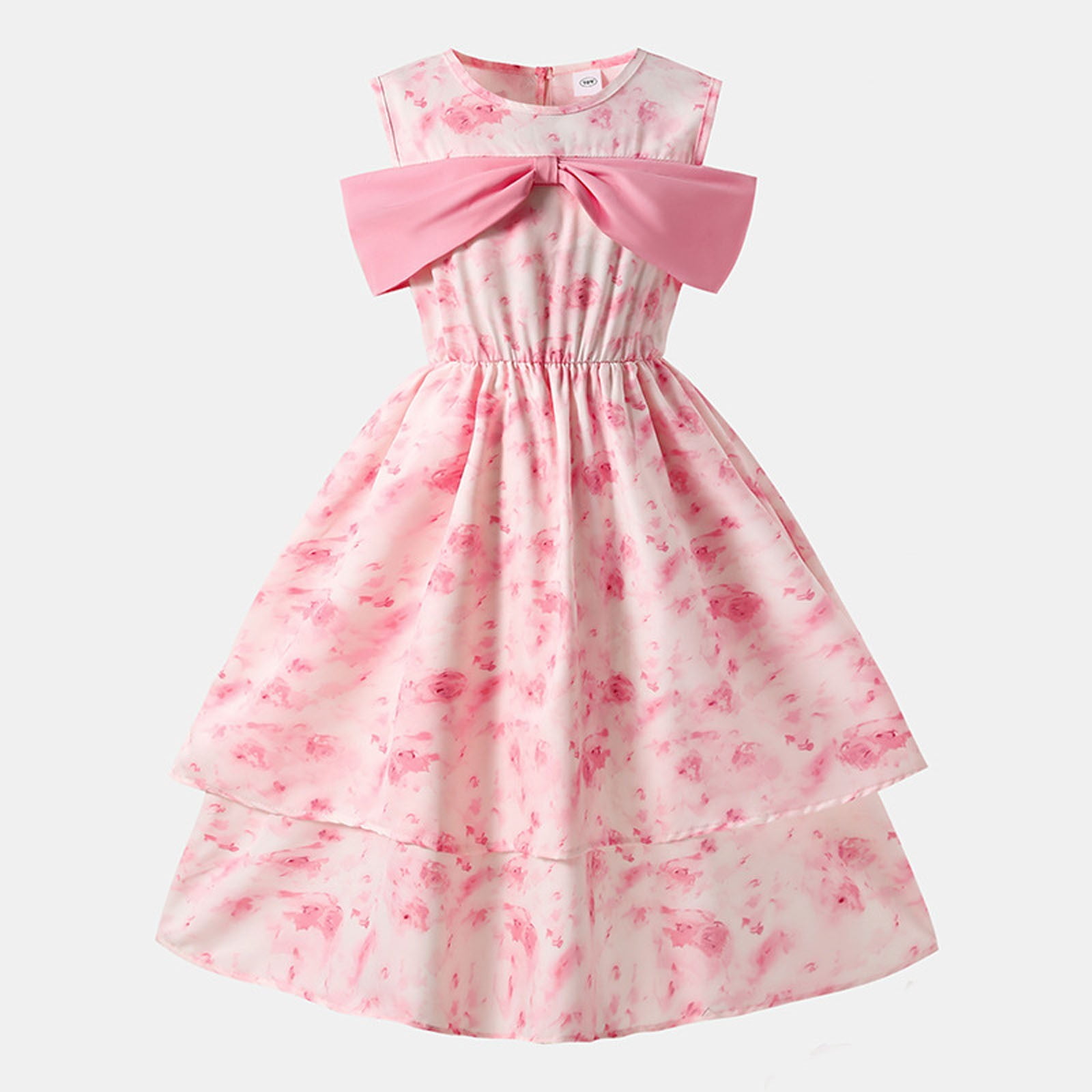 WOYY Girl's Sleeveless Floral Bow Princess Dress Birthday Party Prom ...