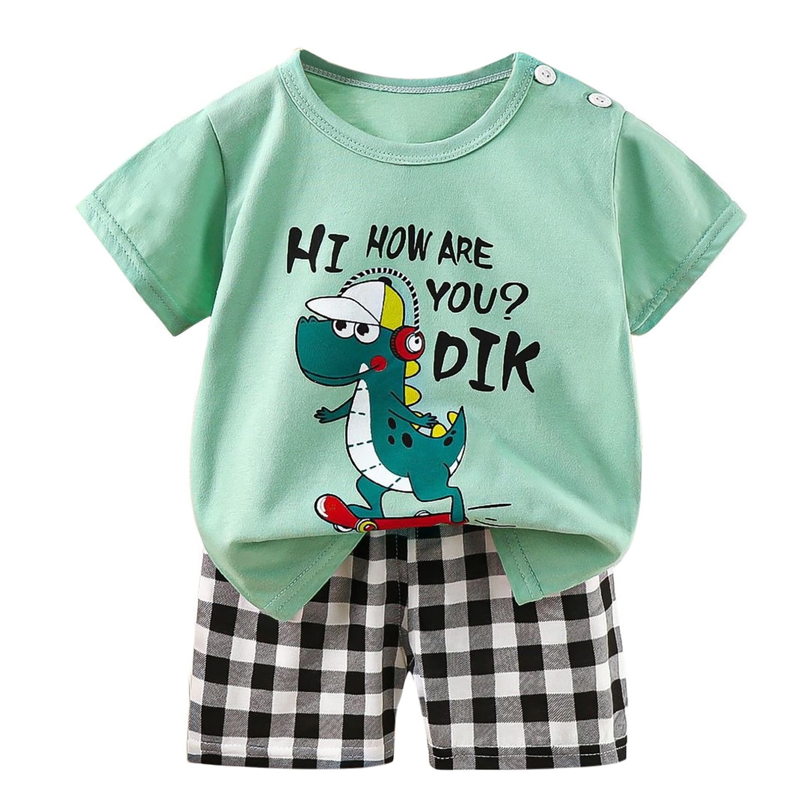 WOYY Girls Boys Pajamas Cartoon Short Sleeve T-Shirt Shorts Summer ...