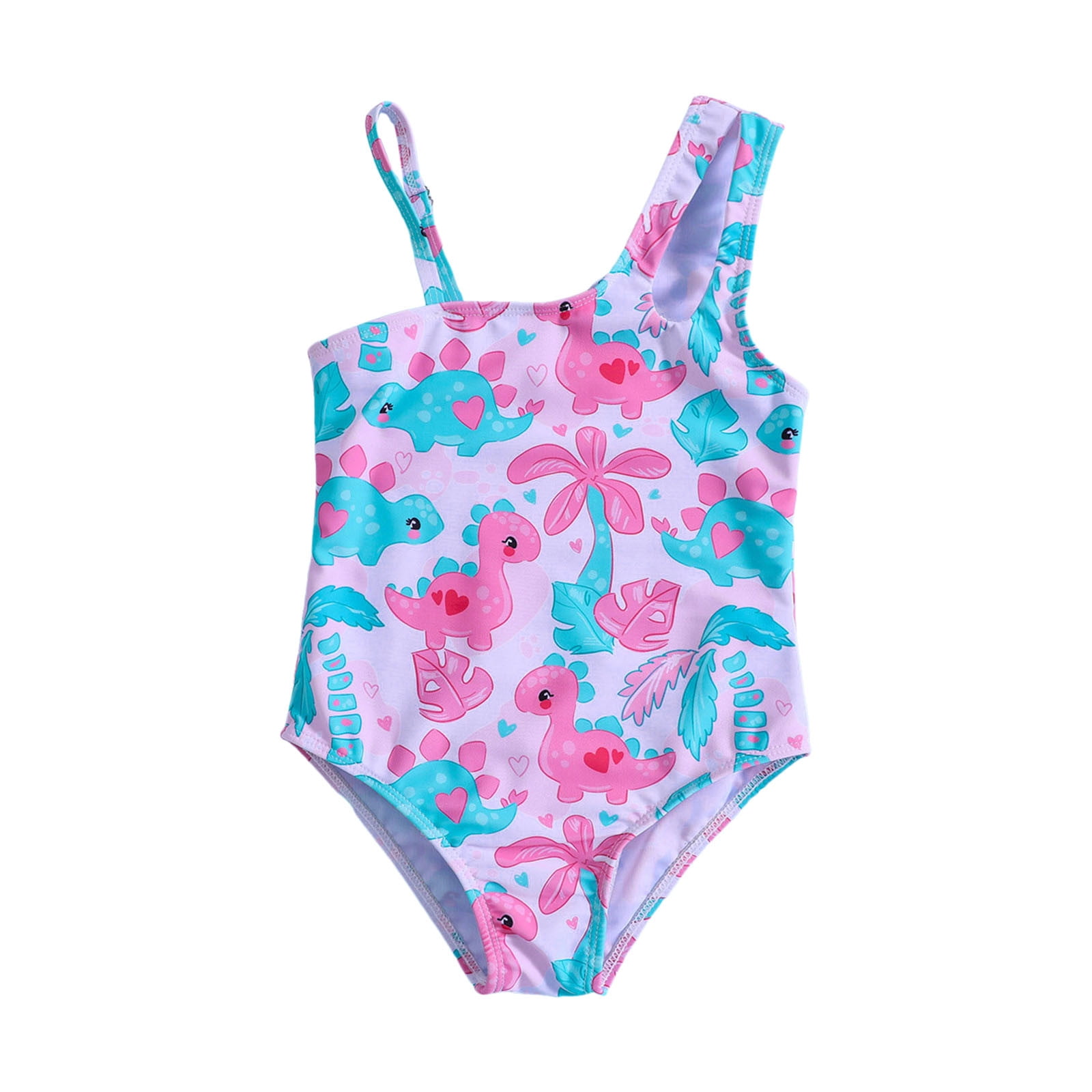 WOYY Girls One-Piece Swimsuit One Shoulder Beach Onesie Bathing Suit ...
