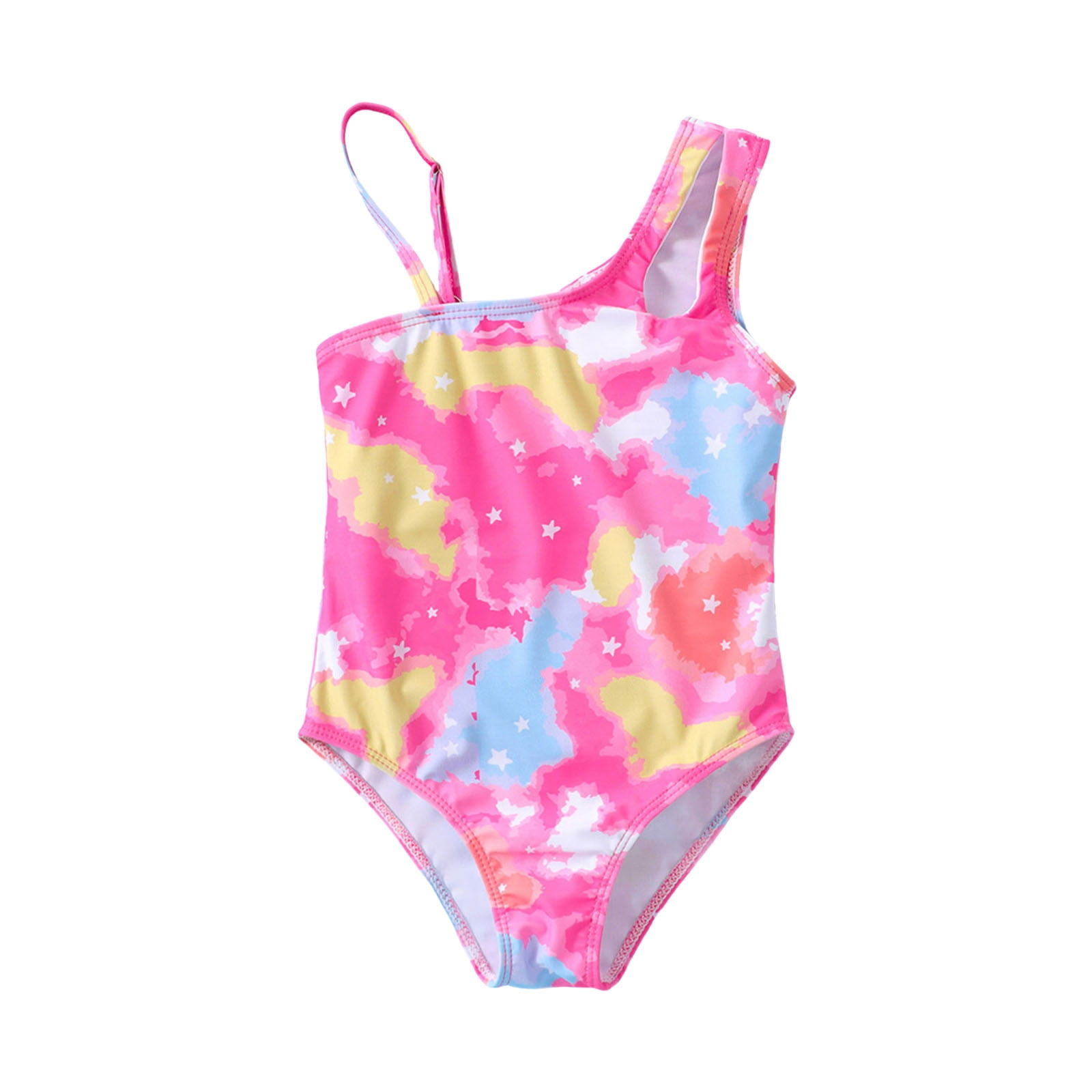 WOYY Girls One-Piece Swimsuit One Shoulder Beach Onesie Bathing Suit ...