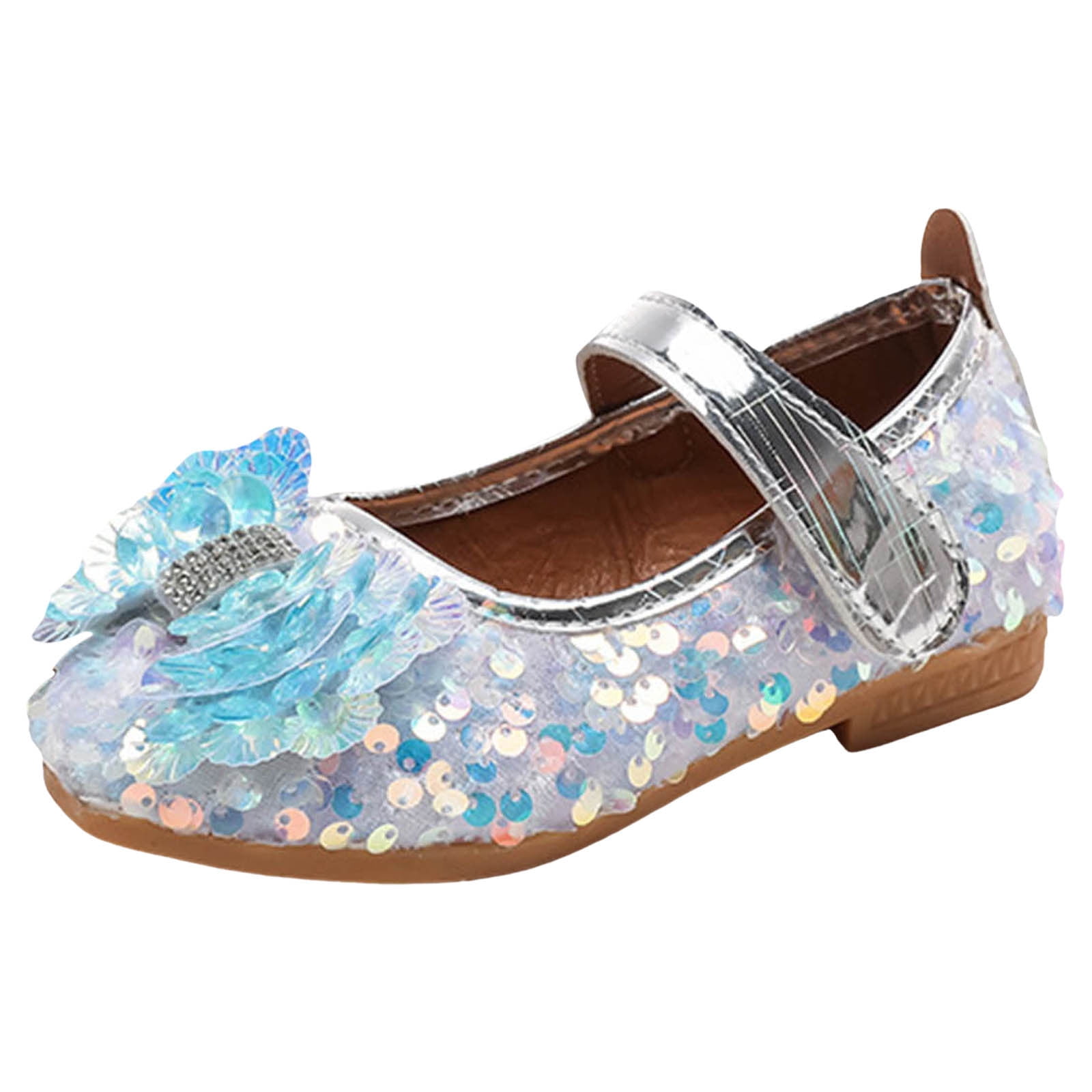 WOYY Girls Party Dress Shoes Sequins Closed-Toe Princess Flat Sandals ...