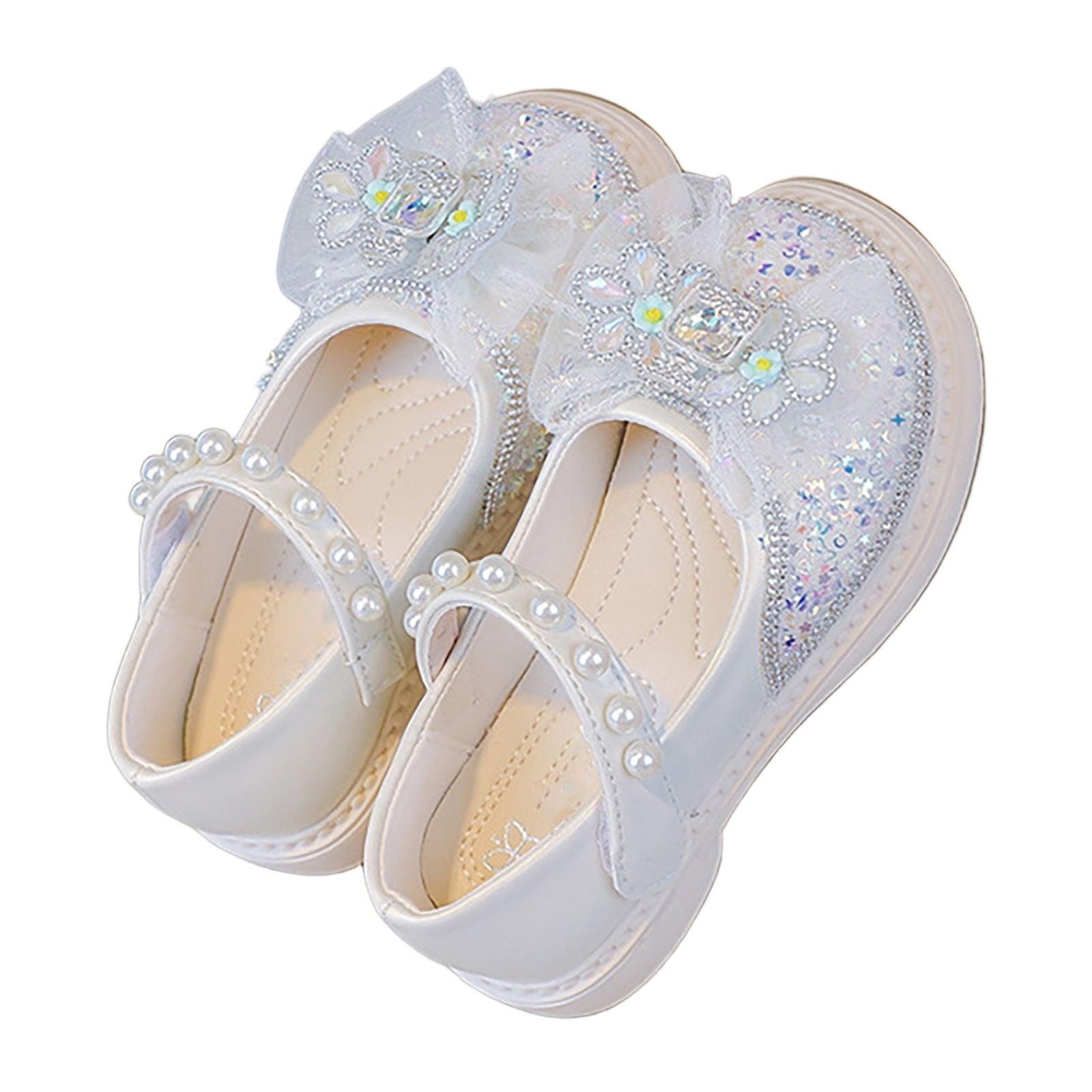 WOYY Girls' Soft Sole Rhinestone Dress Shoes Summer Beach Princess ...