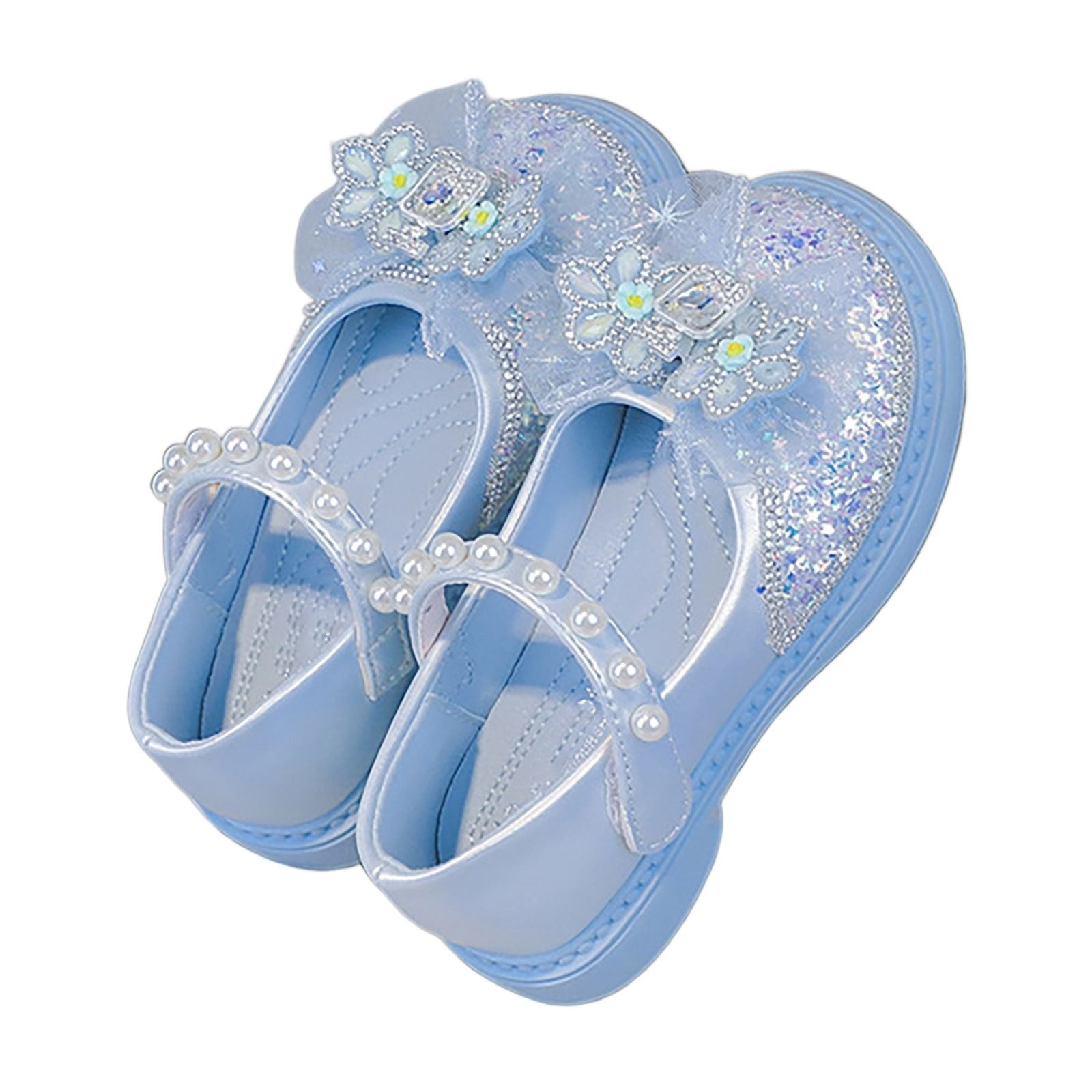 WOYY Girls' Soft Sole Rhinestone Dress Shoes Summer Beach Princess ...