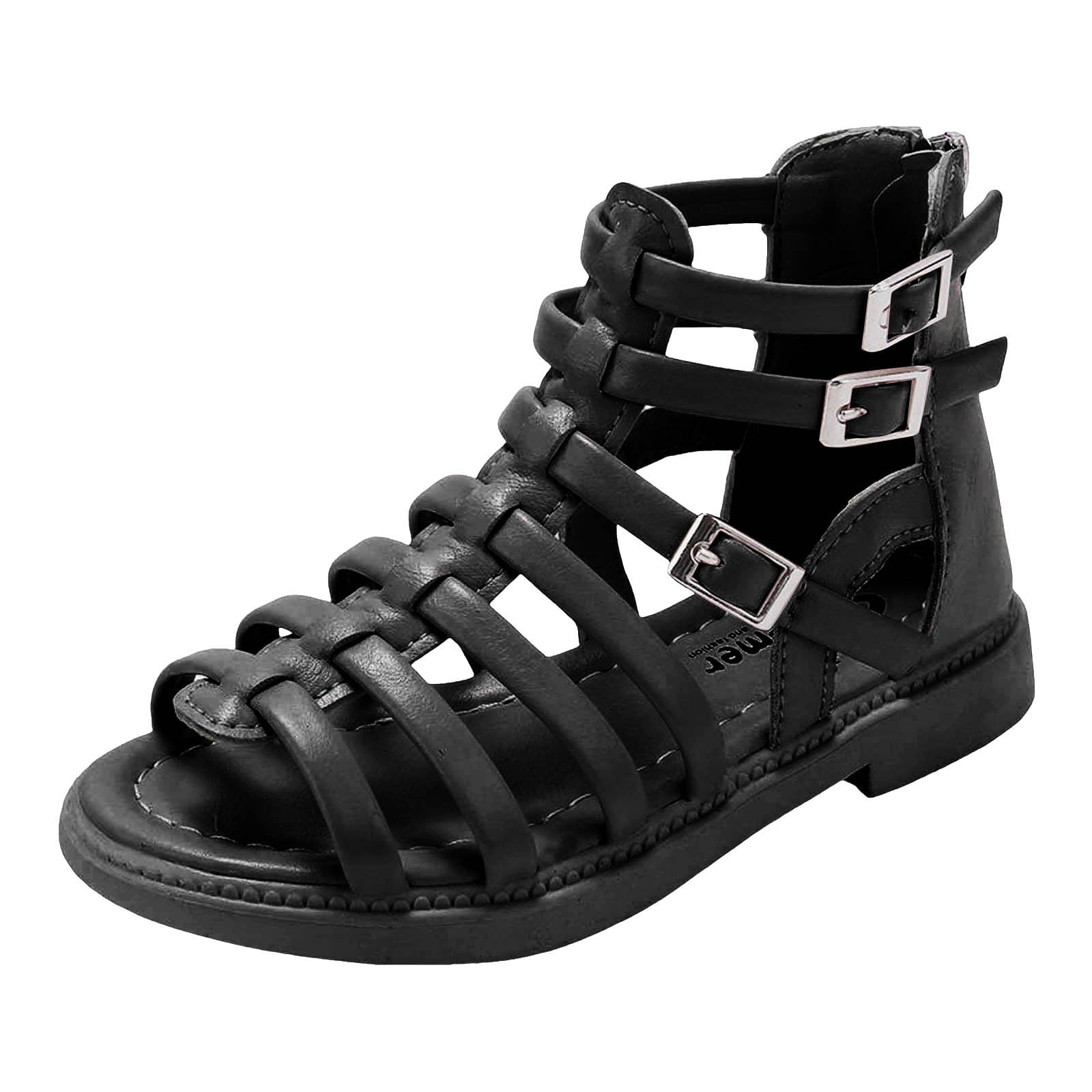 WOYY Girls Soft Soled Strappy Beach Sandals with 3 Buckle - Walmart.com