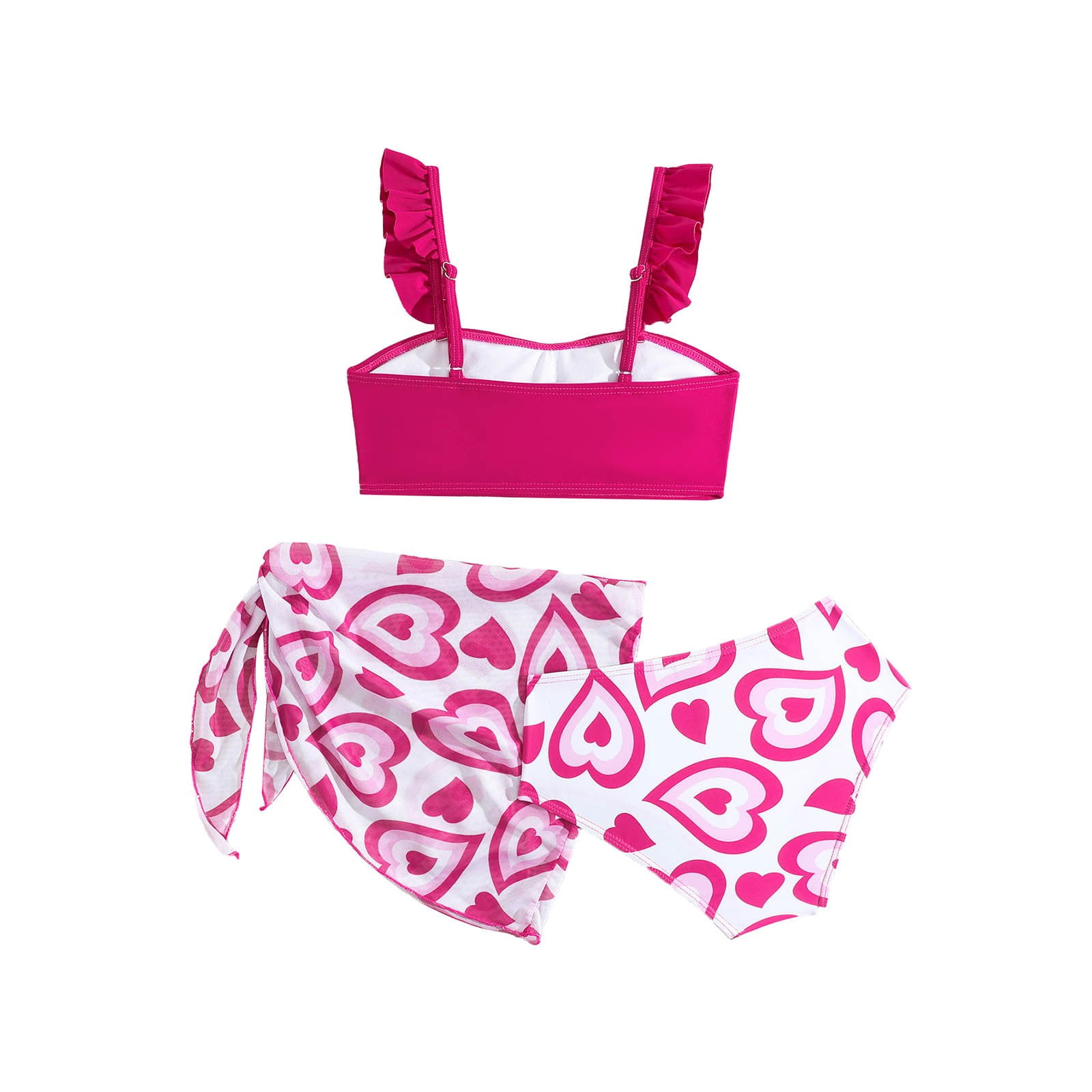 WOYY Girls Three Piece Swimsuit Bikini Set with Cover Up Swimwear ...