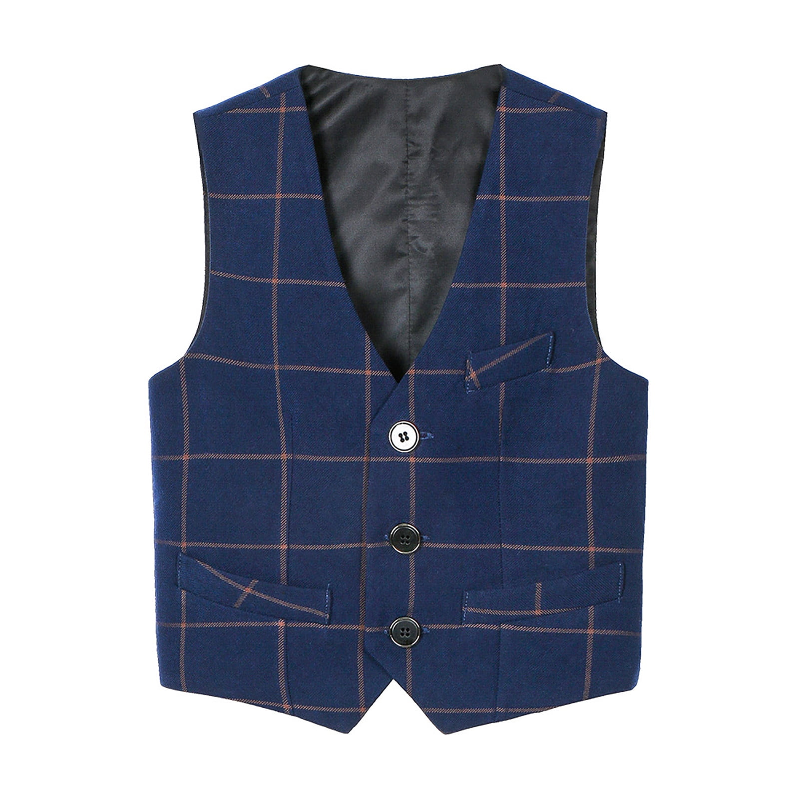 WOYY Boys Plaid Formal Suit Vest Party School Dress Waistcoat ...