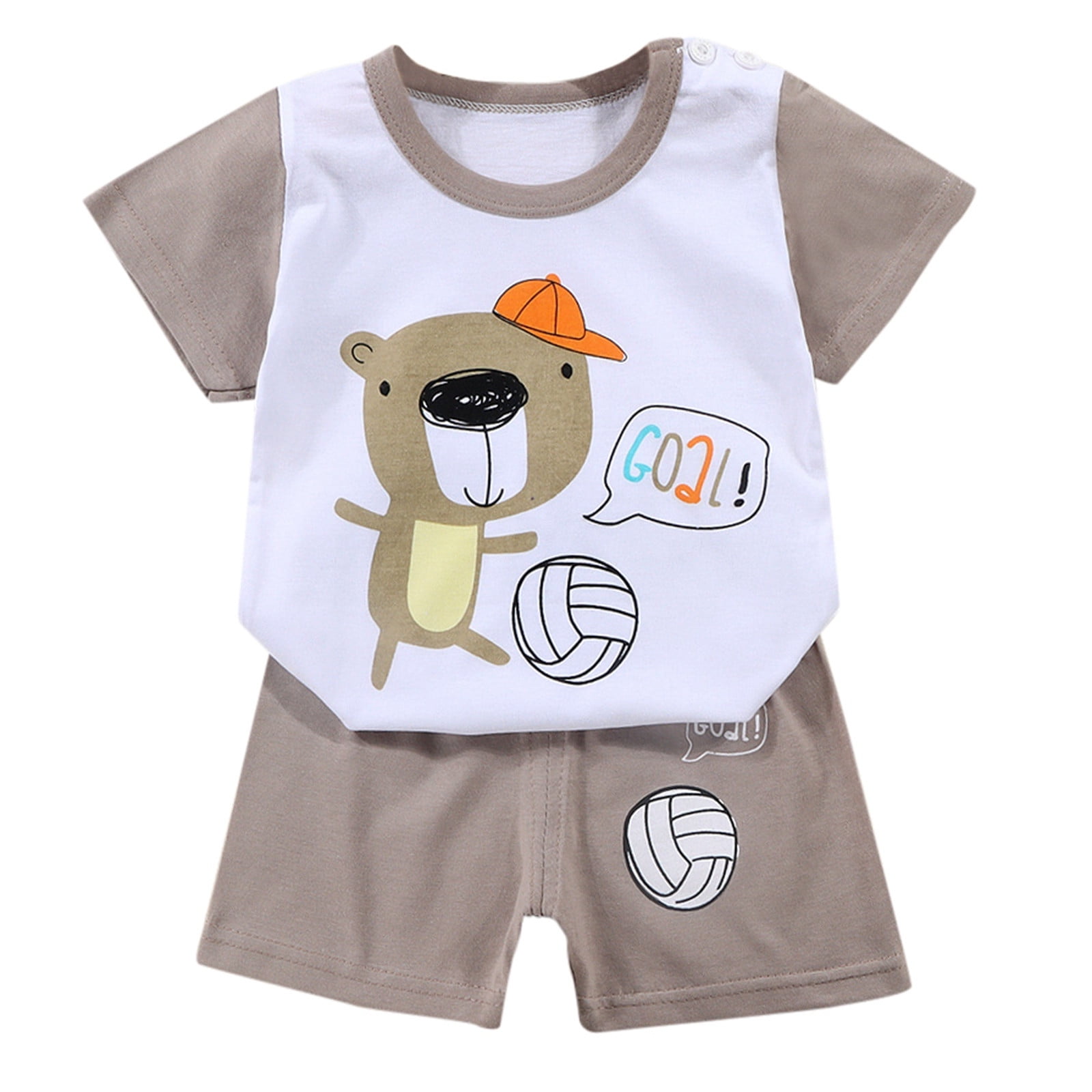 WOYY Infant Boys Summer Outfits Cartoon Short Sleeved T Shirt Shorts ...