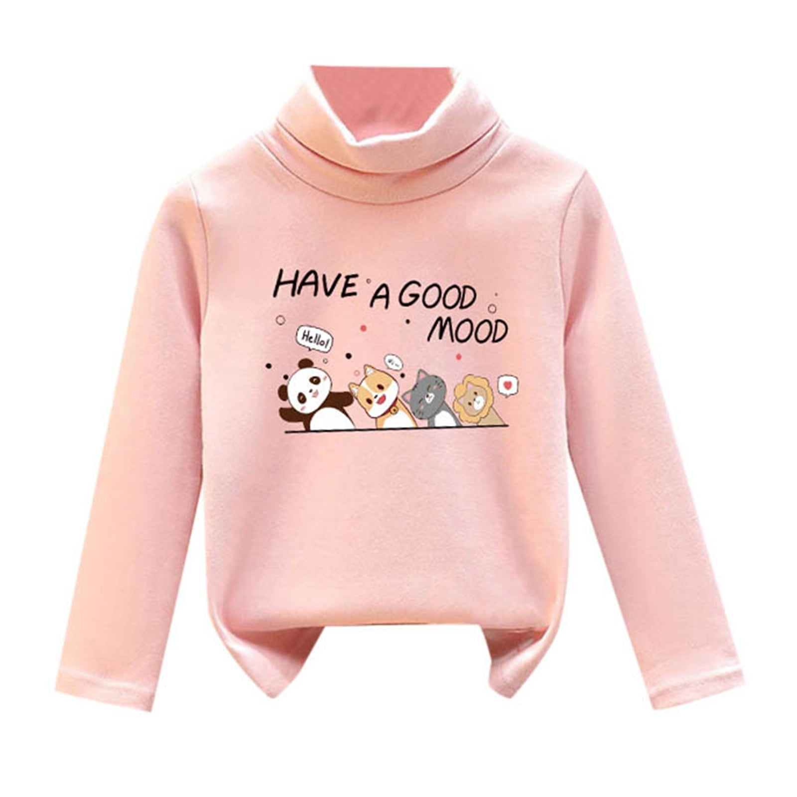 WOYY Girl's Thermal Undershirt Cute Cartoon Turtleneck Long Sleeve ...