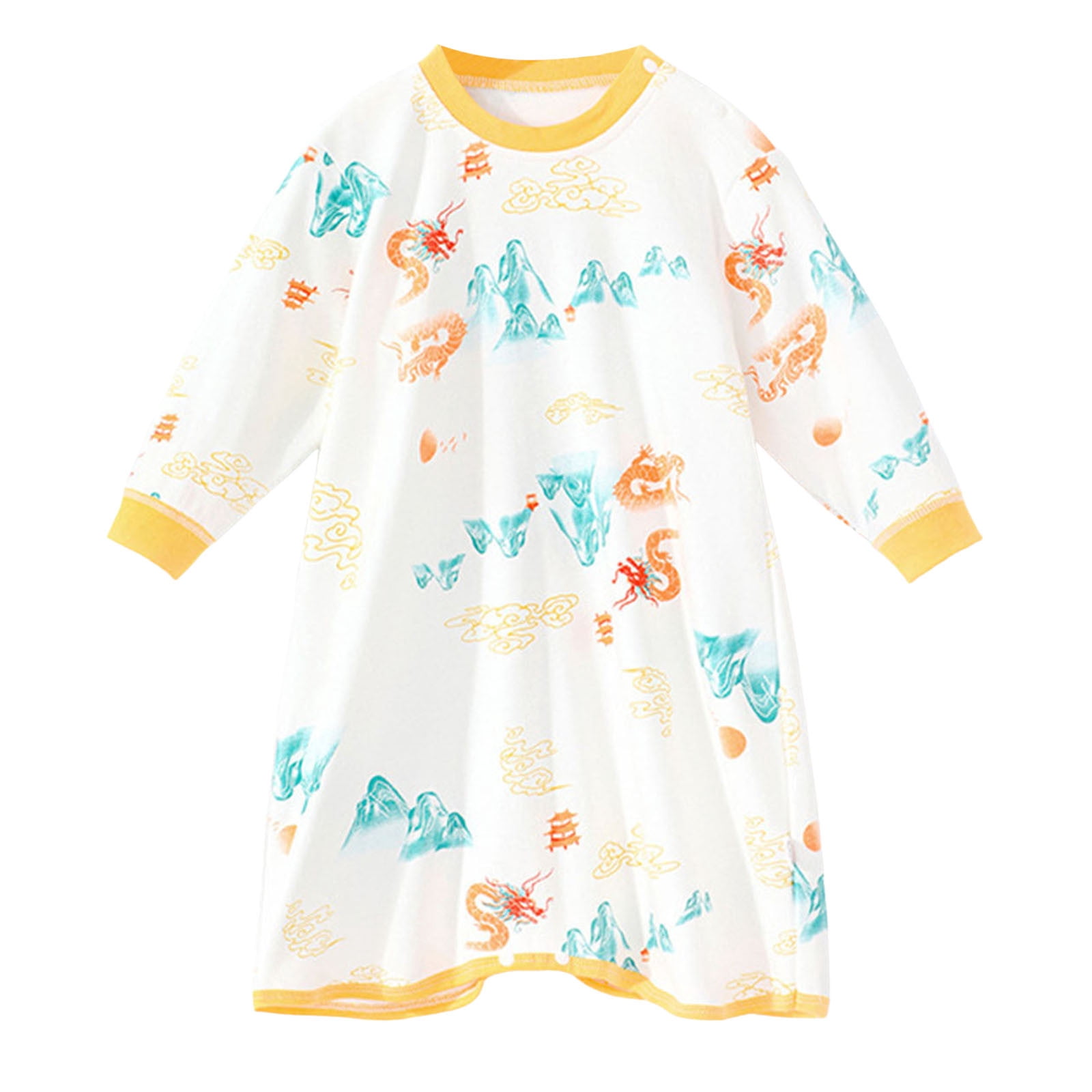 WOYY Infant Girls Nightgown Soft Long Sleeve Crewneck Sleepshirt ...