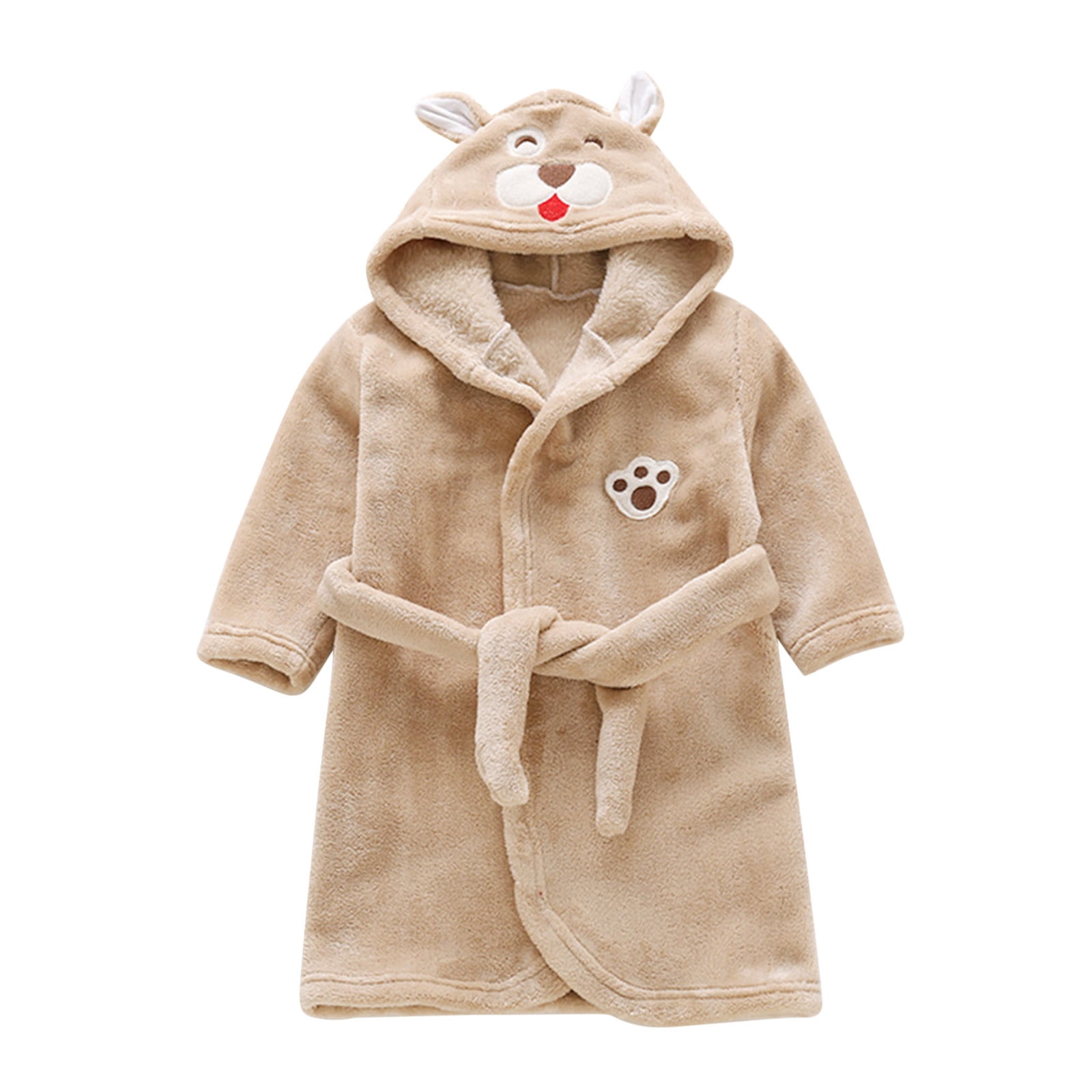 Hiijoy Little Boy's Flannel Bathrobe Sleepwear Bear Embroidery Hooded ...