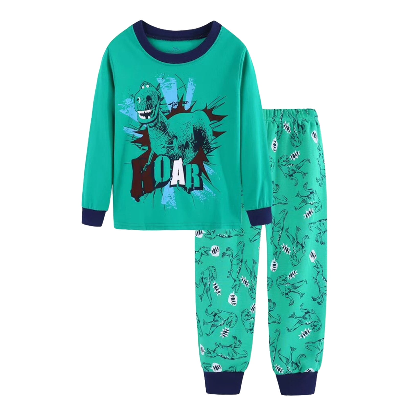 WOYY Little Boy's Pajamas Cartoon Dinosaur Print Long Sleeve T-Shirt ...