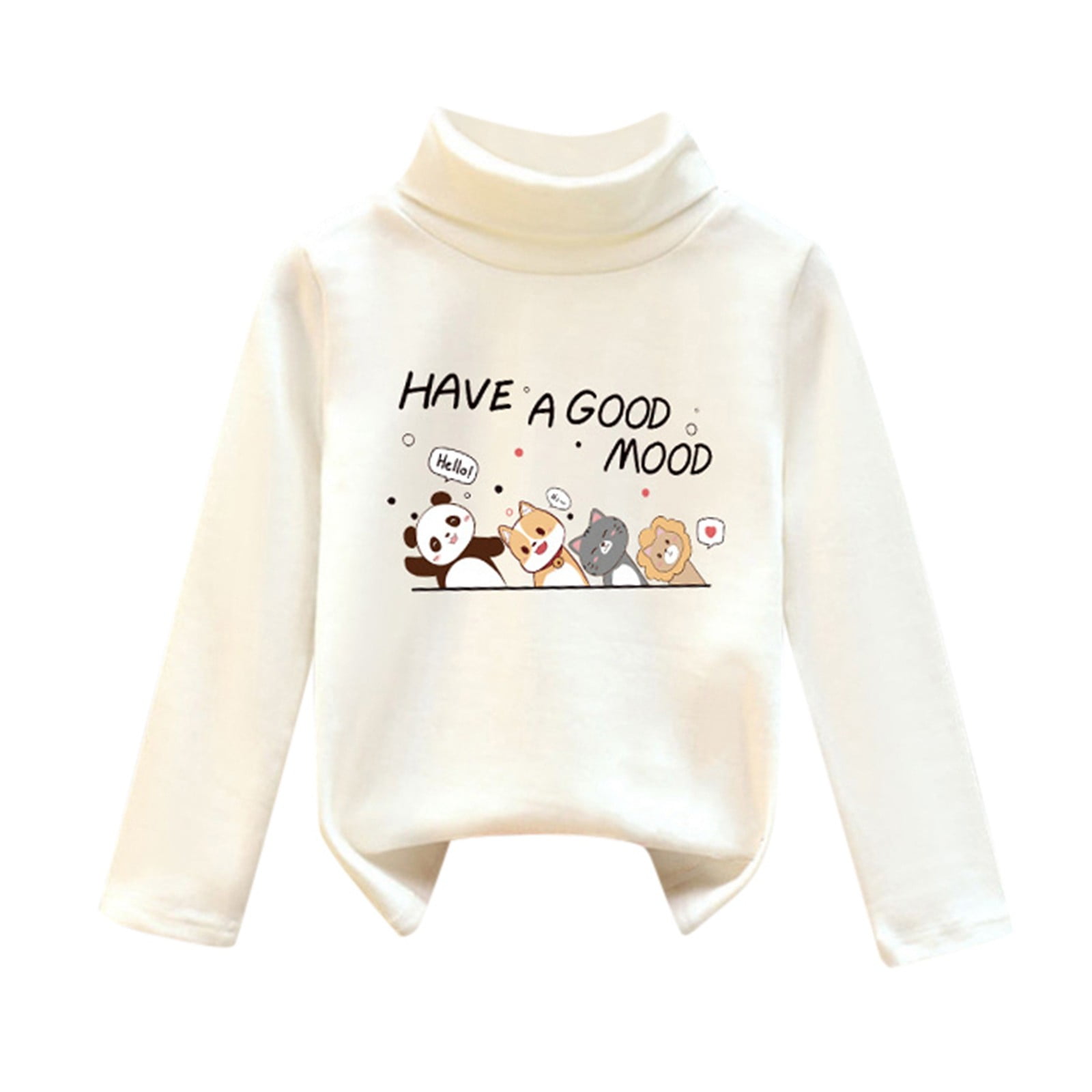 WOYY Little Girl's Thermal Undershirt Cute Cartoon Turtleneck Long ...