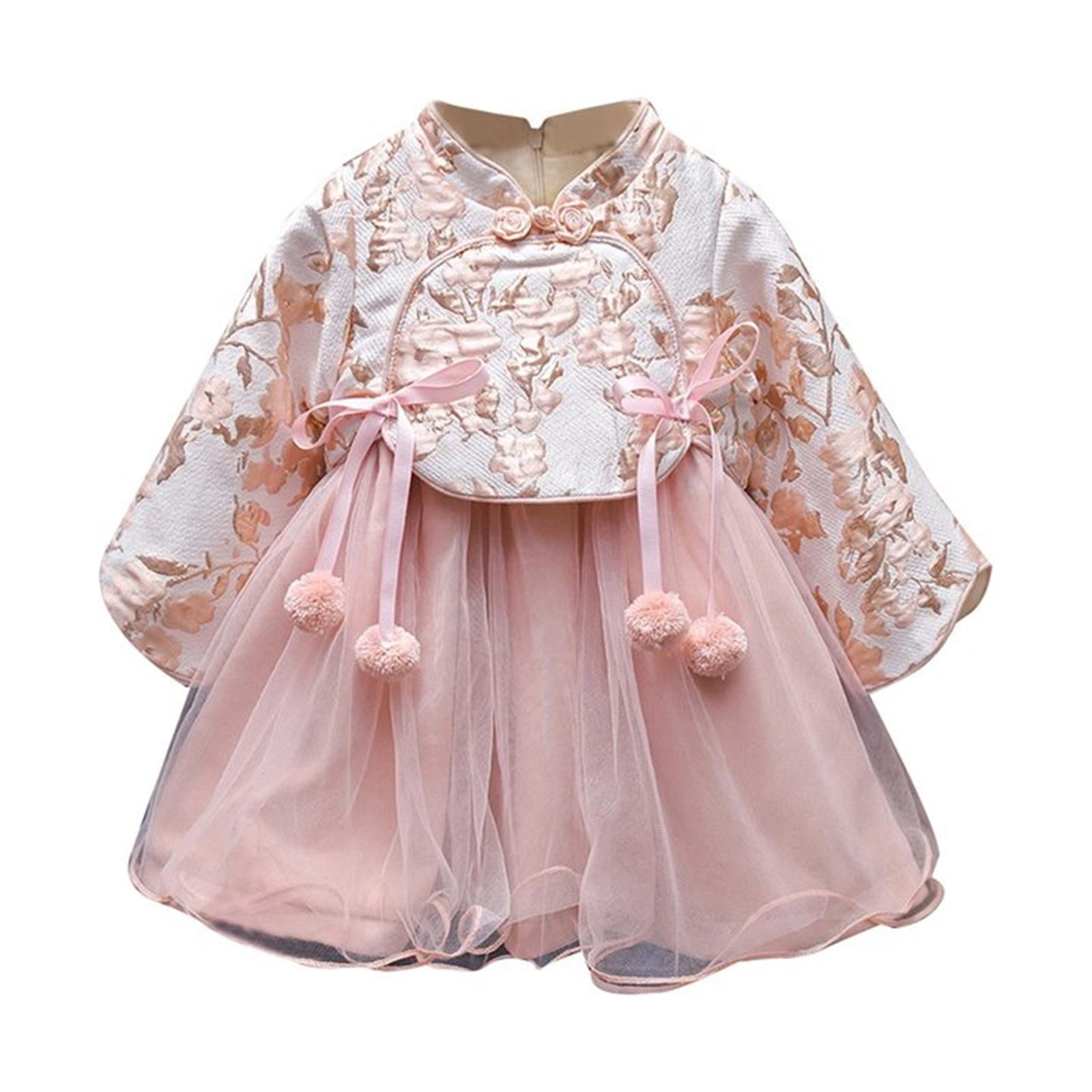 WOYY Little Girls Embroidery Tang Suit Performance Long Sleeve Princess ...