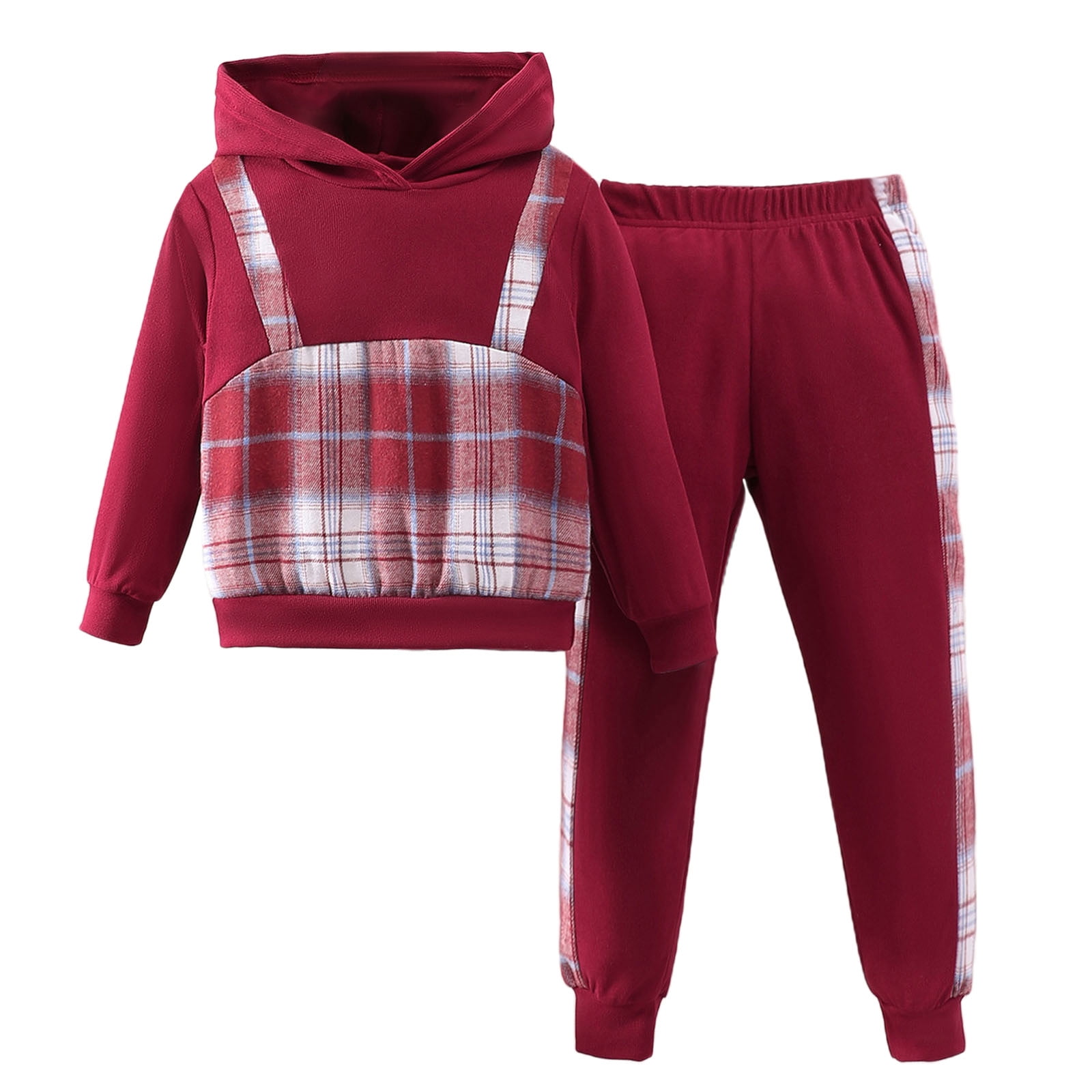WOYY Little Girls Fall Winter Outfits Plaid Long Sleeve Hoodie and ...